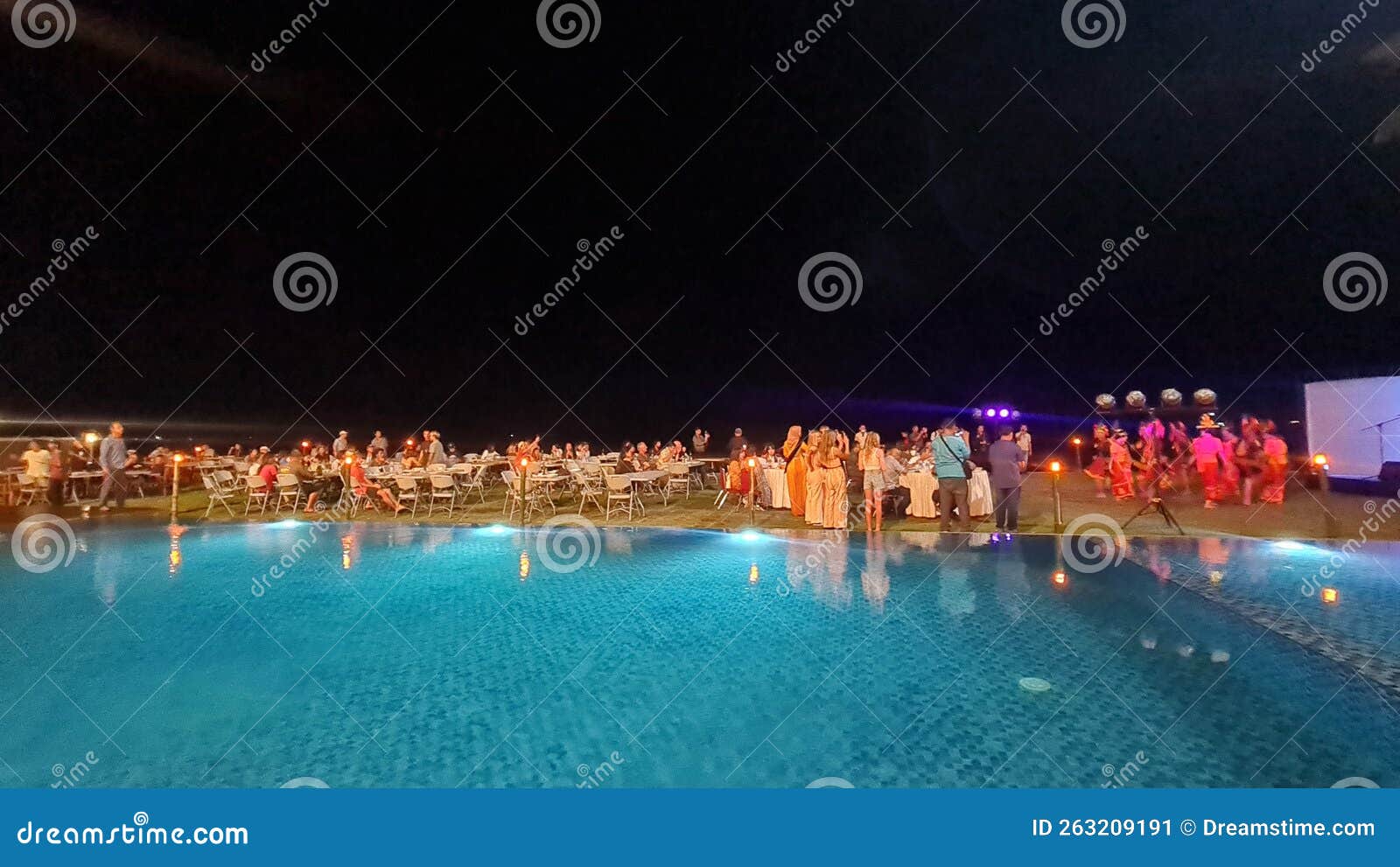 Gala Dinner at Swimming Pool Stock Image - Image of swimming, gala ...