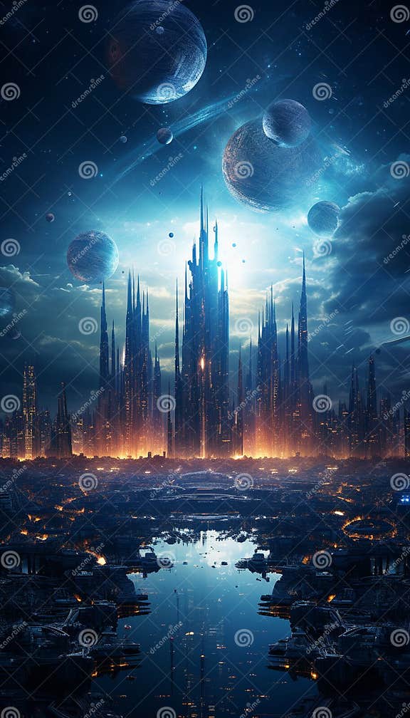 Galactic City a Huge City Located in Orbit Around the _012 Stock ...