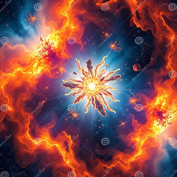 A Galactic Collision Texture with Vibrant Energy Waves and Star ...