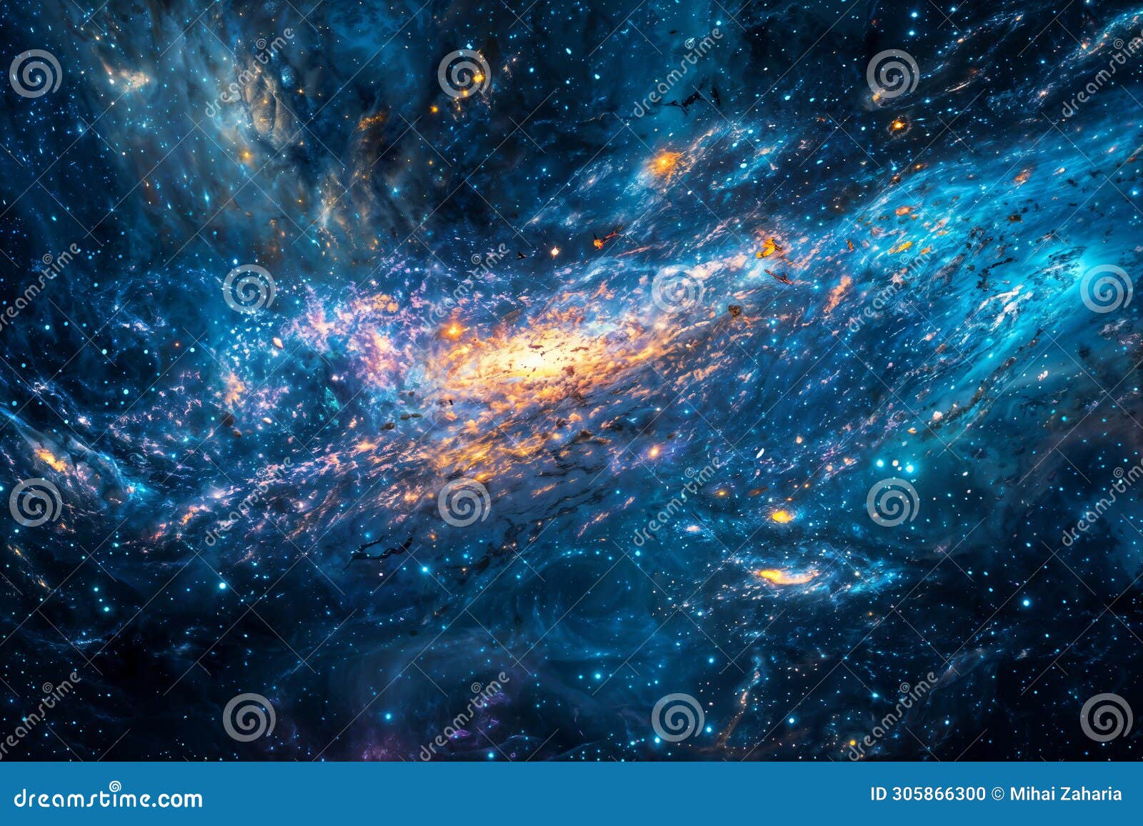Galactic Core and Star Clusters Stock Illustration - Illustration of ...
