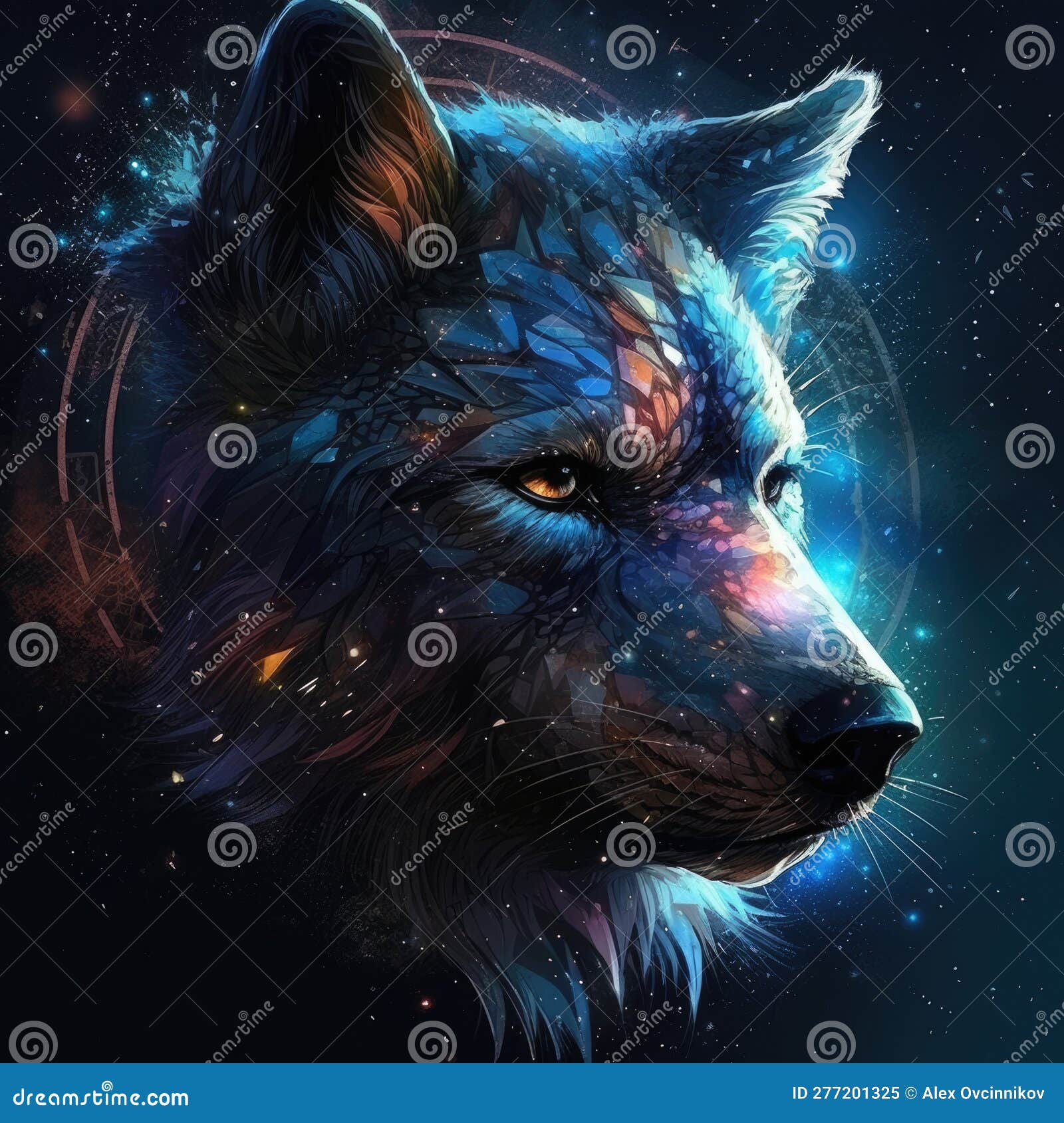 Galactic Glass Face Illustration on Black Background for Creative ...