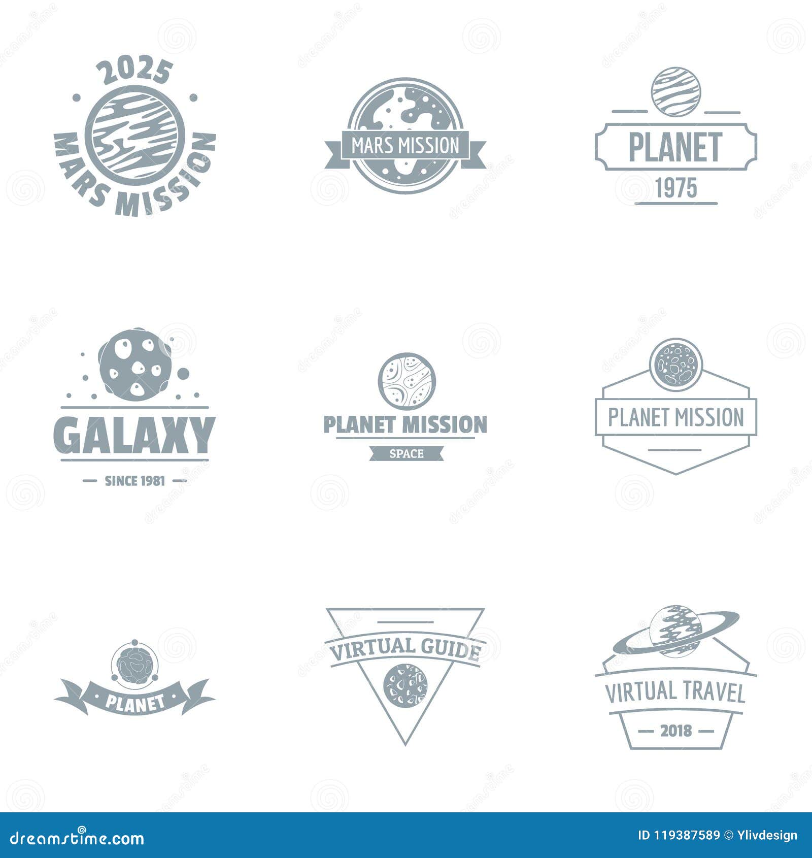 Galactic Logo Set, Simple Style Stock Vector - Illustration of device ...