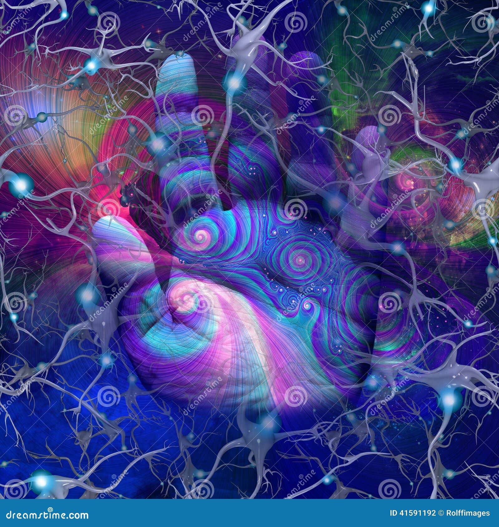 Galactic Mind stock illustration. Illustration of hands - 41591192