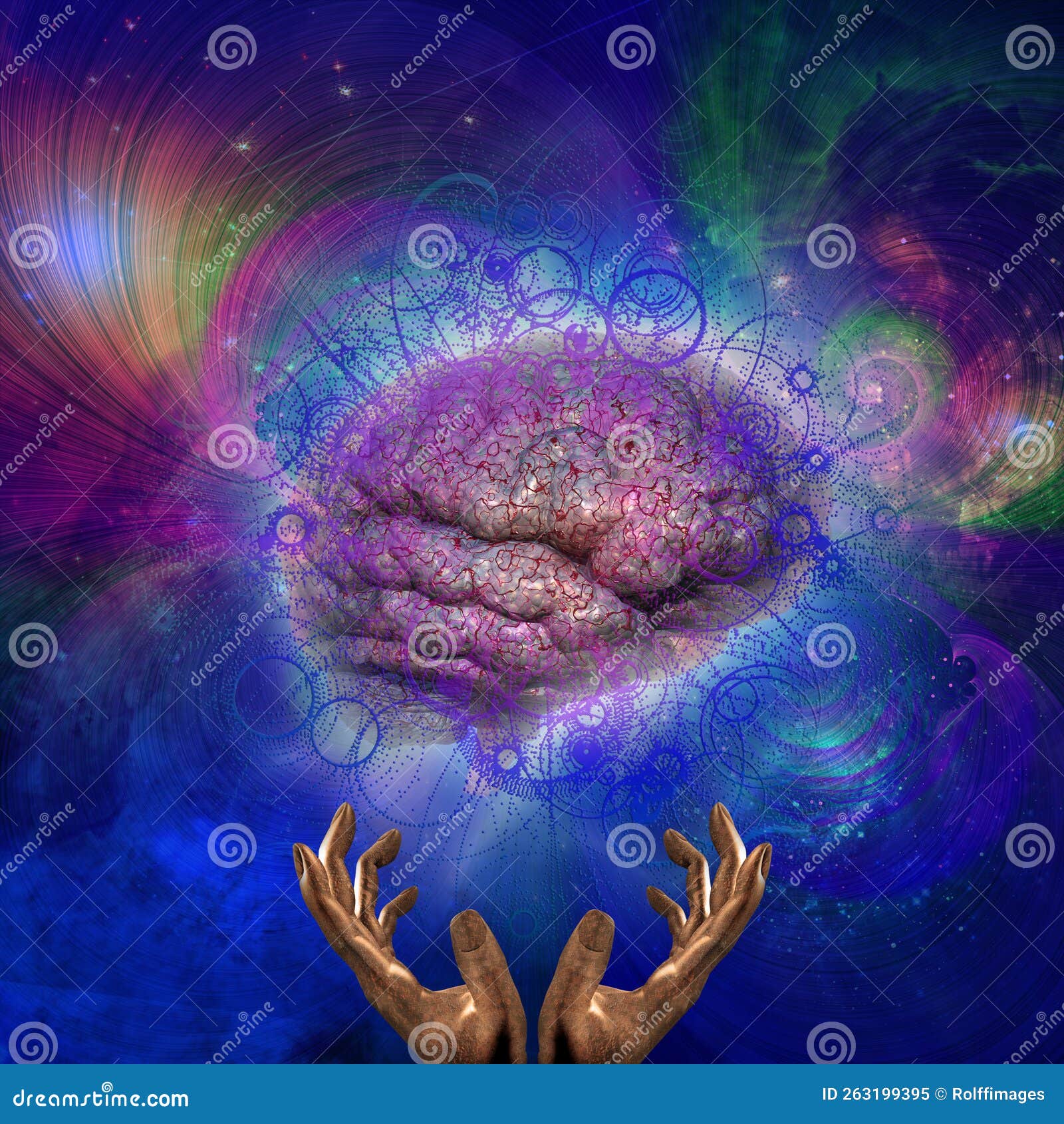 Galactic Mind on Vivid Background Stock Illustration - Illustration of ...