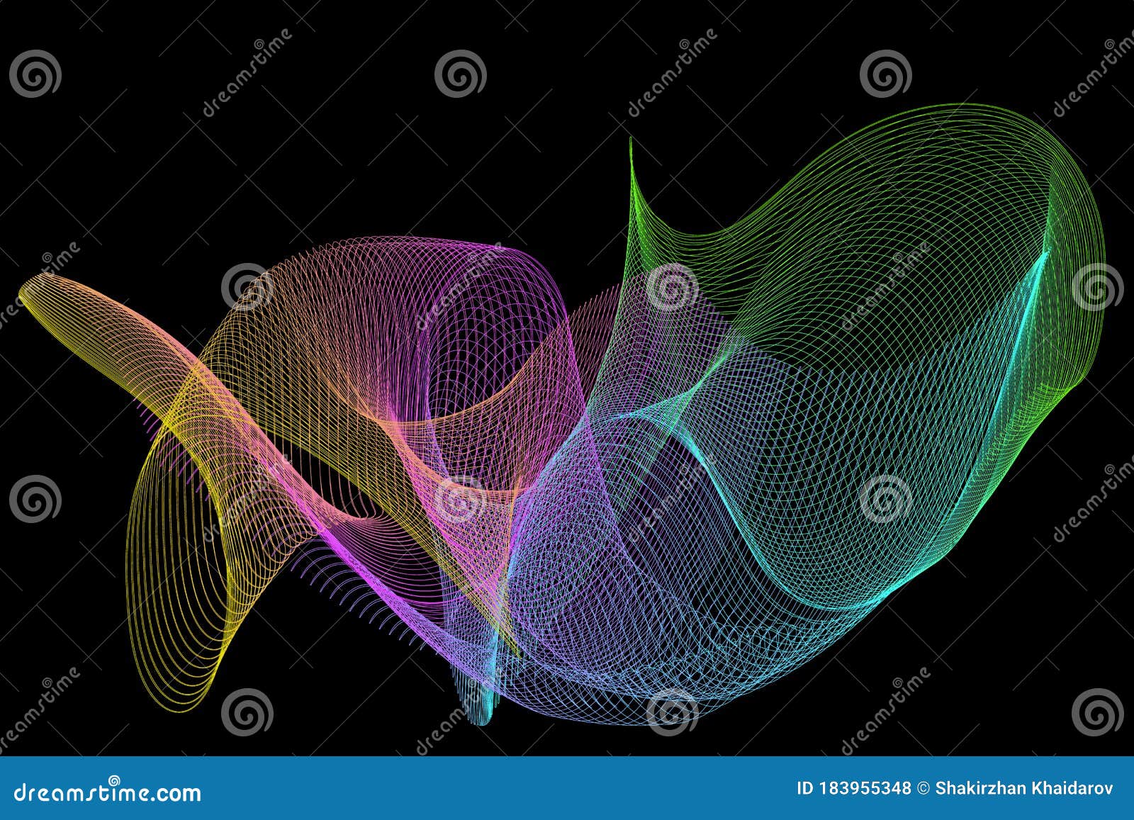 Galactic Network Abstract Picture in Color on a Black Background Stock ...