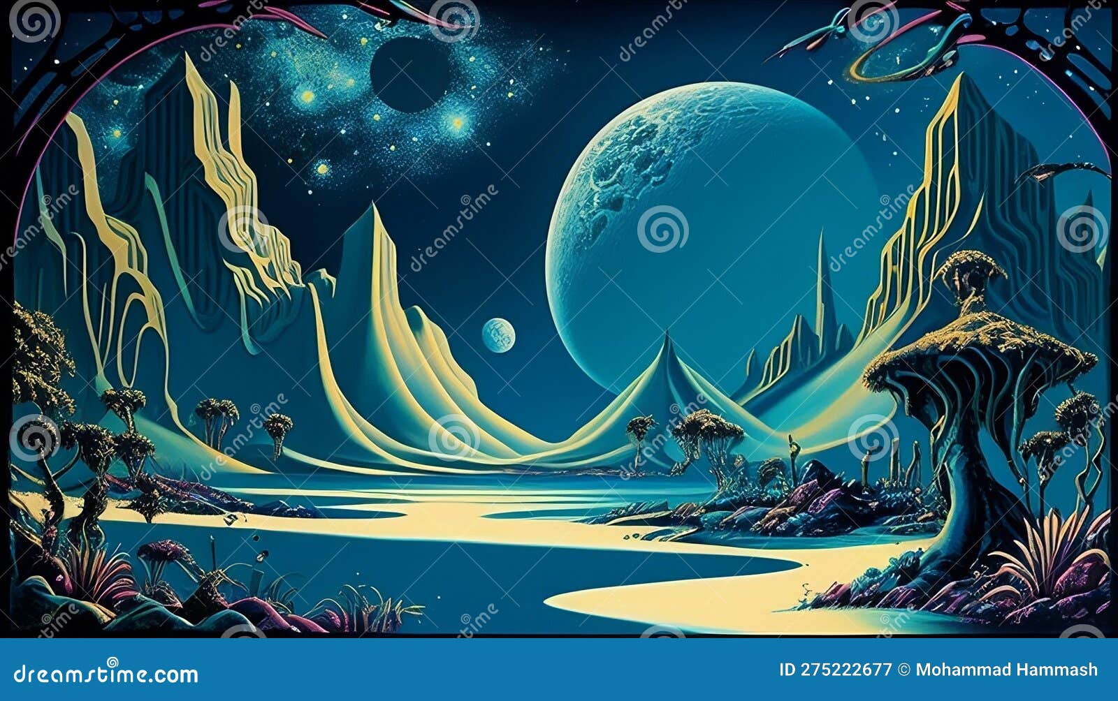 Galactic Oasis - a Surreal Universe of Vibrant Colors and Intricate ...