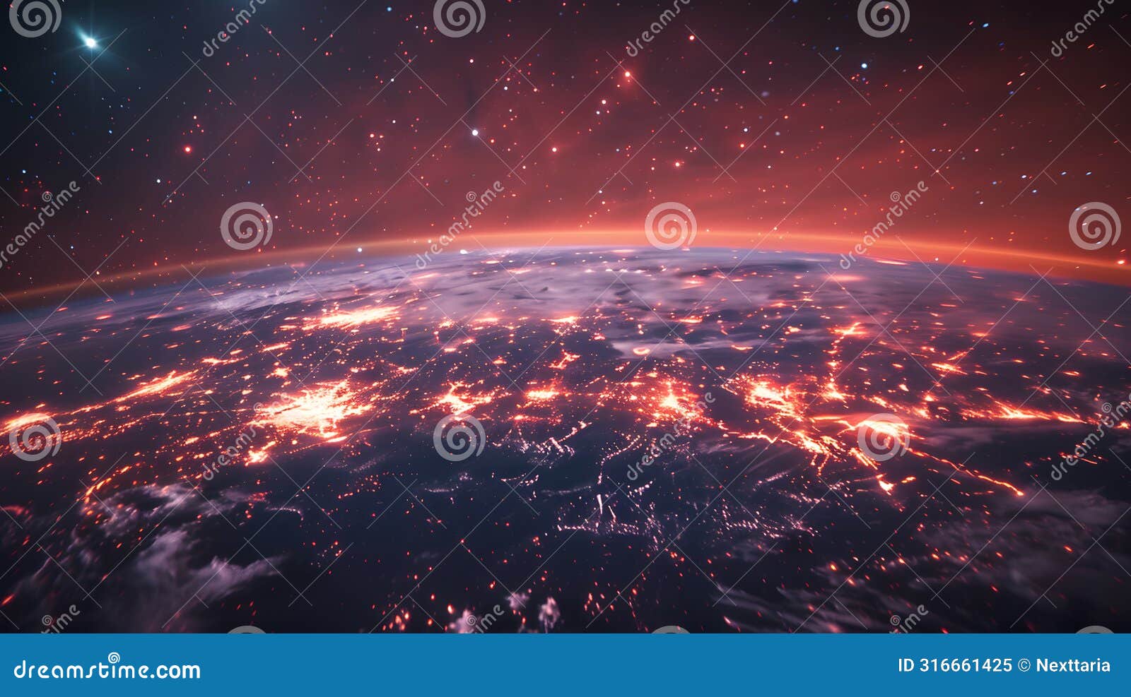 Galactic Perspective: Futuristic Earth Map in Digital Space - Abstract ...