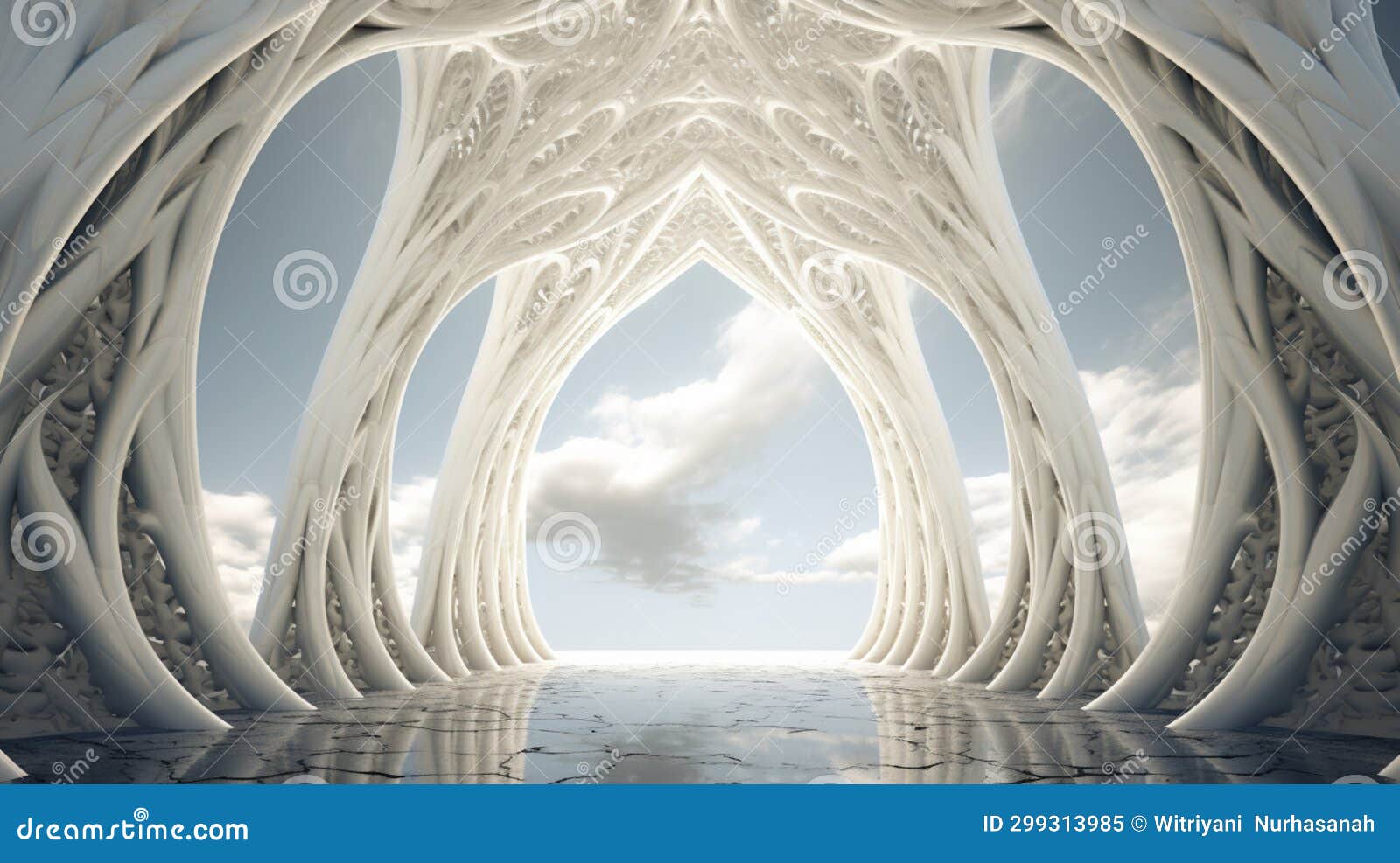 Galactic Portal To Another World Opens in Ancient Archway. 3D Rendering ...