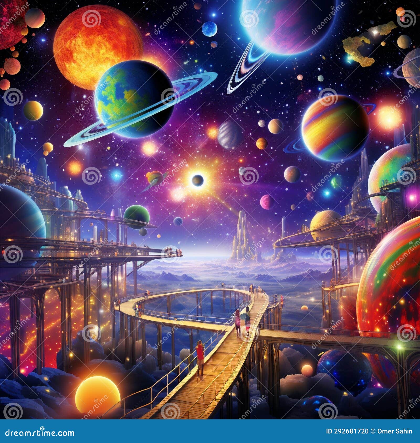 Galactic Rhapsody: a Melody of Planets and Stars Stock Photo - Image of ...