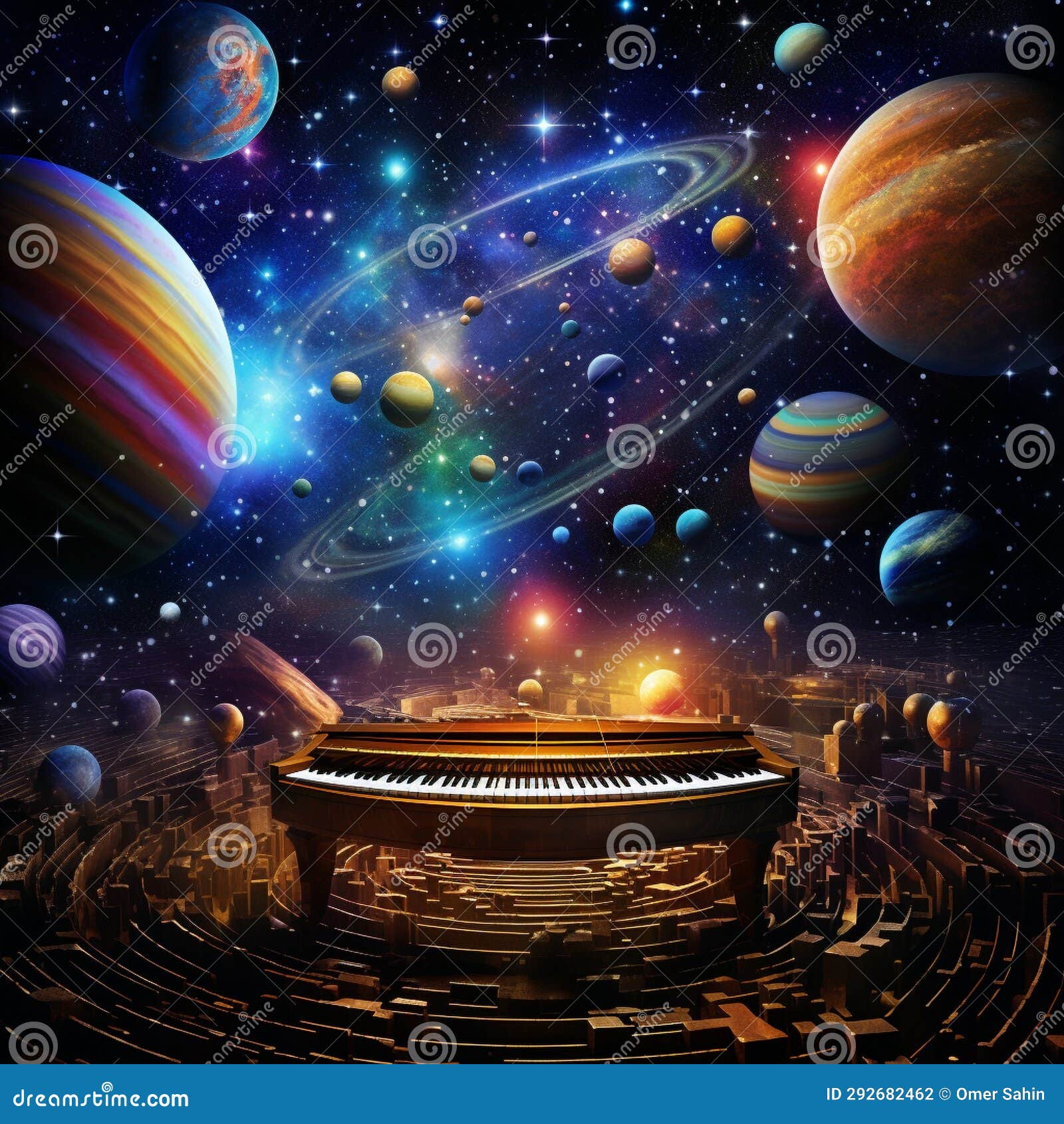 Galactic Rhapsody: a Melody of Planets and Stars Stock Photo - Image of ...