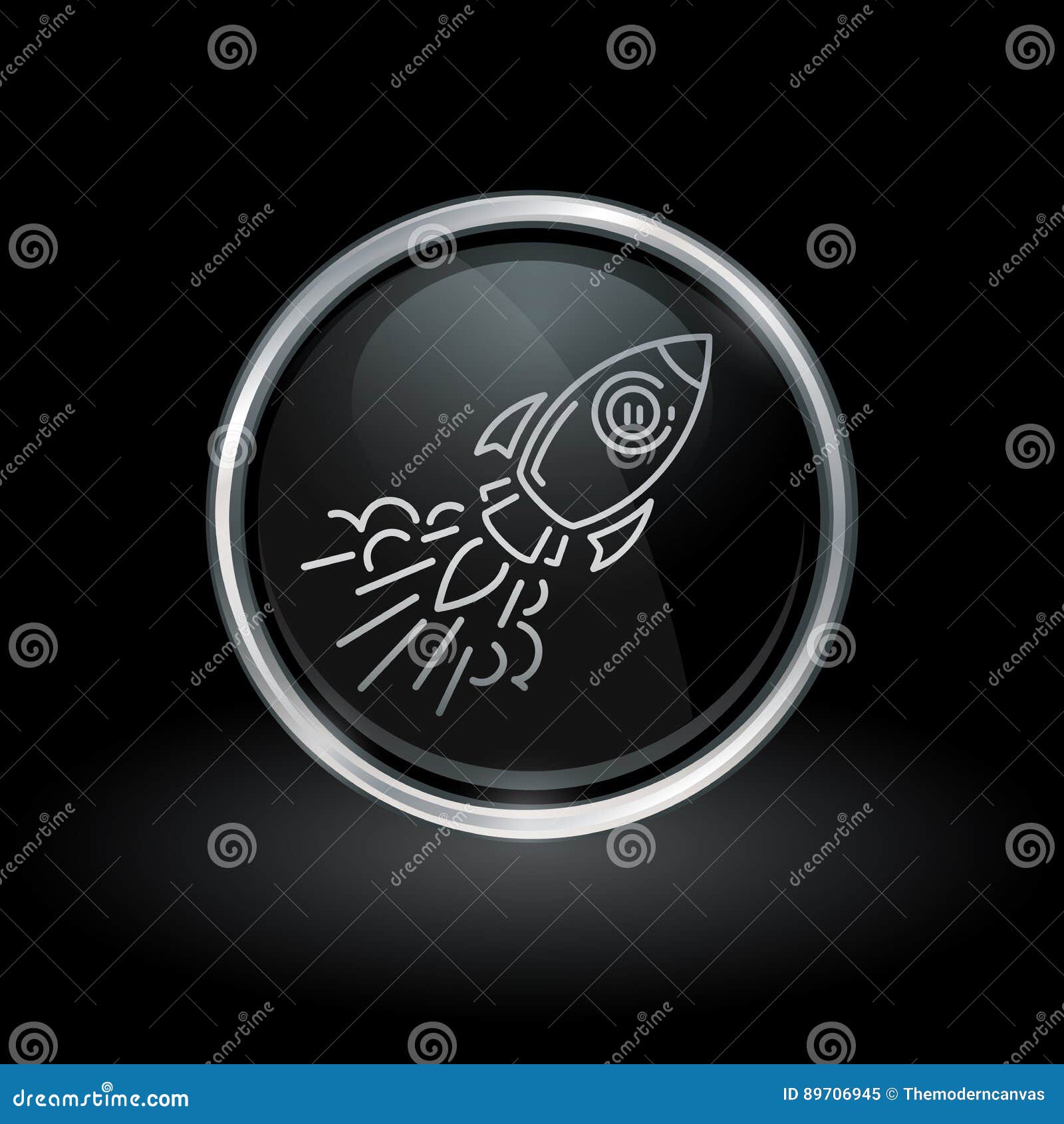 Galactic Spacecraft Icon Inside Round Silver and Black Emblem Stock ...
