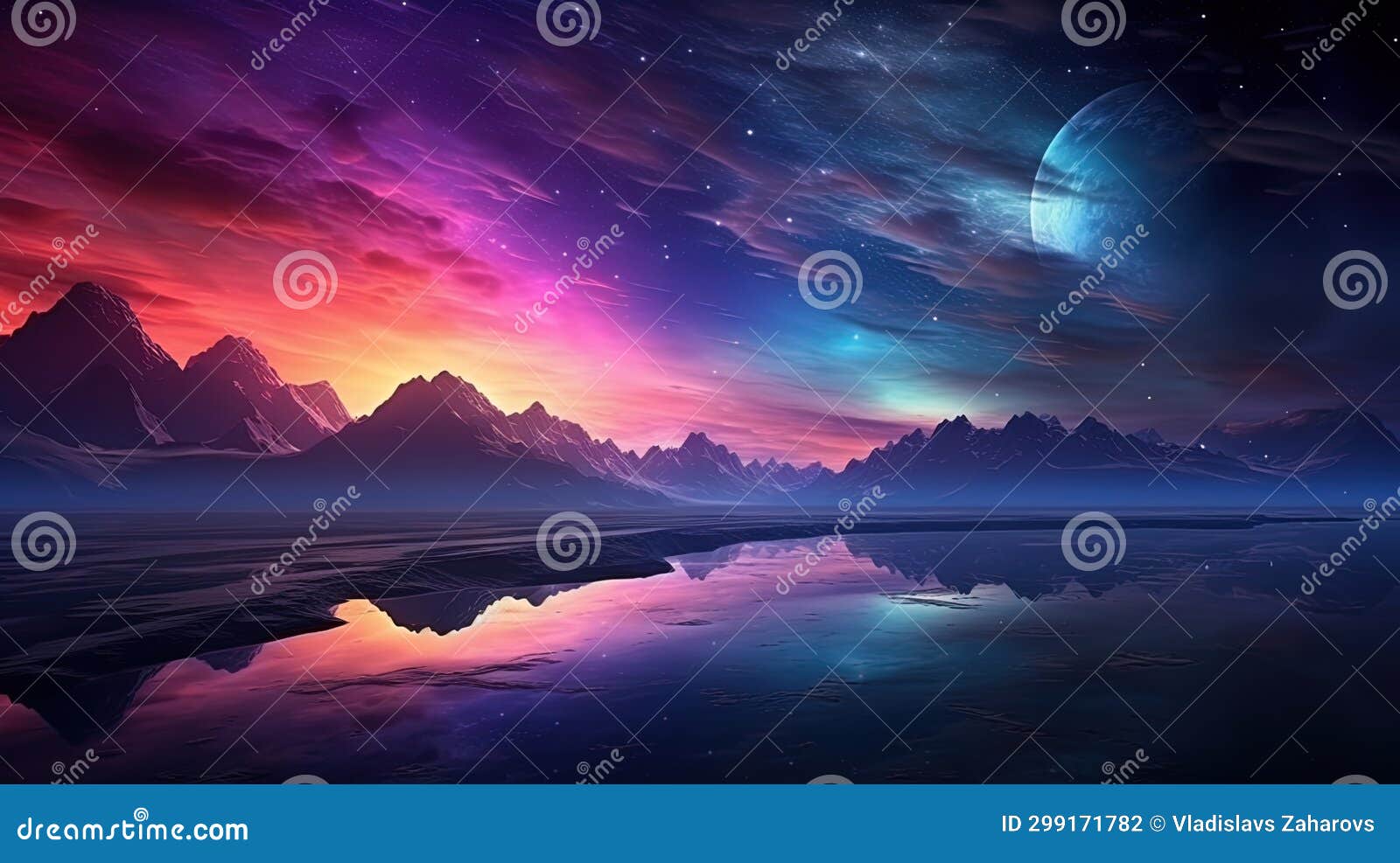 Galactic Sunset Space Shades on the Horizon Stock Illustration ...