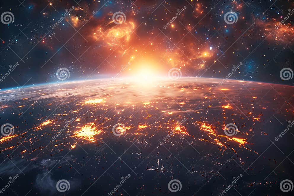 Galactic System with Sun Shining. Stock Photo - Image of shining, orbit ...