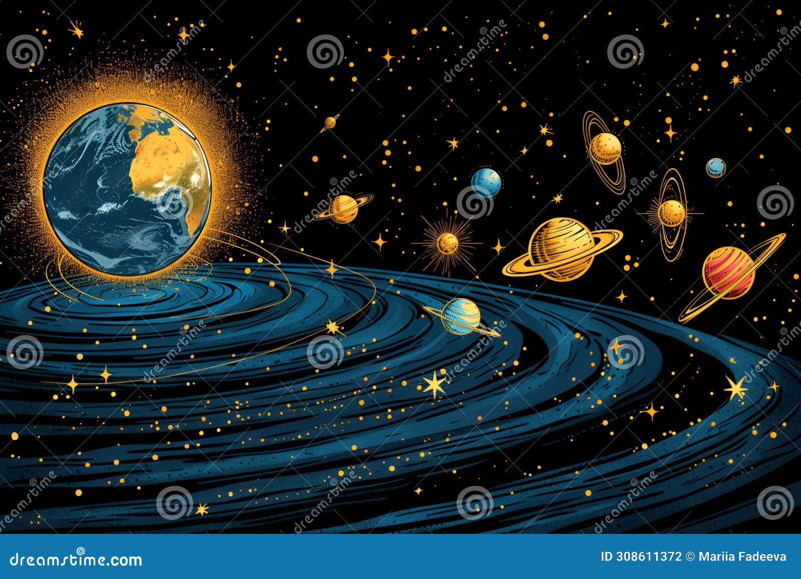 Galactic System with Sun Shining. Stock Photo - Image of eclipse ...
