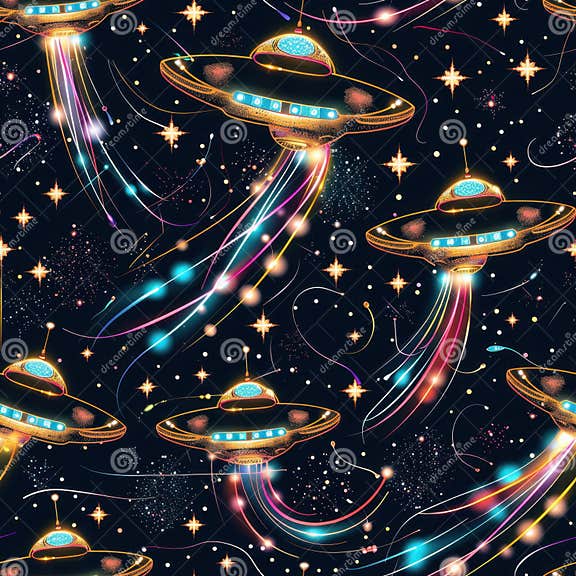 Galactic UFO Patterns: Cosmic Spaceships and Stellar Backdrop Stock ...