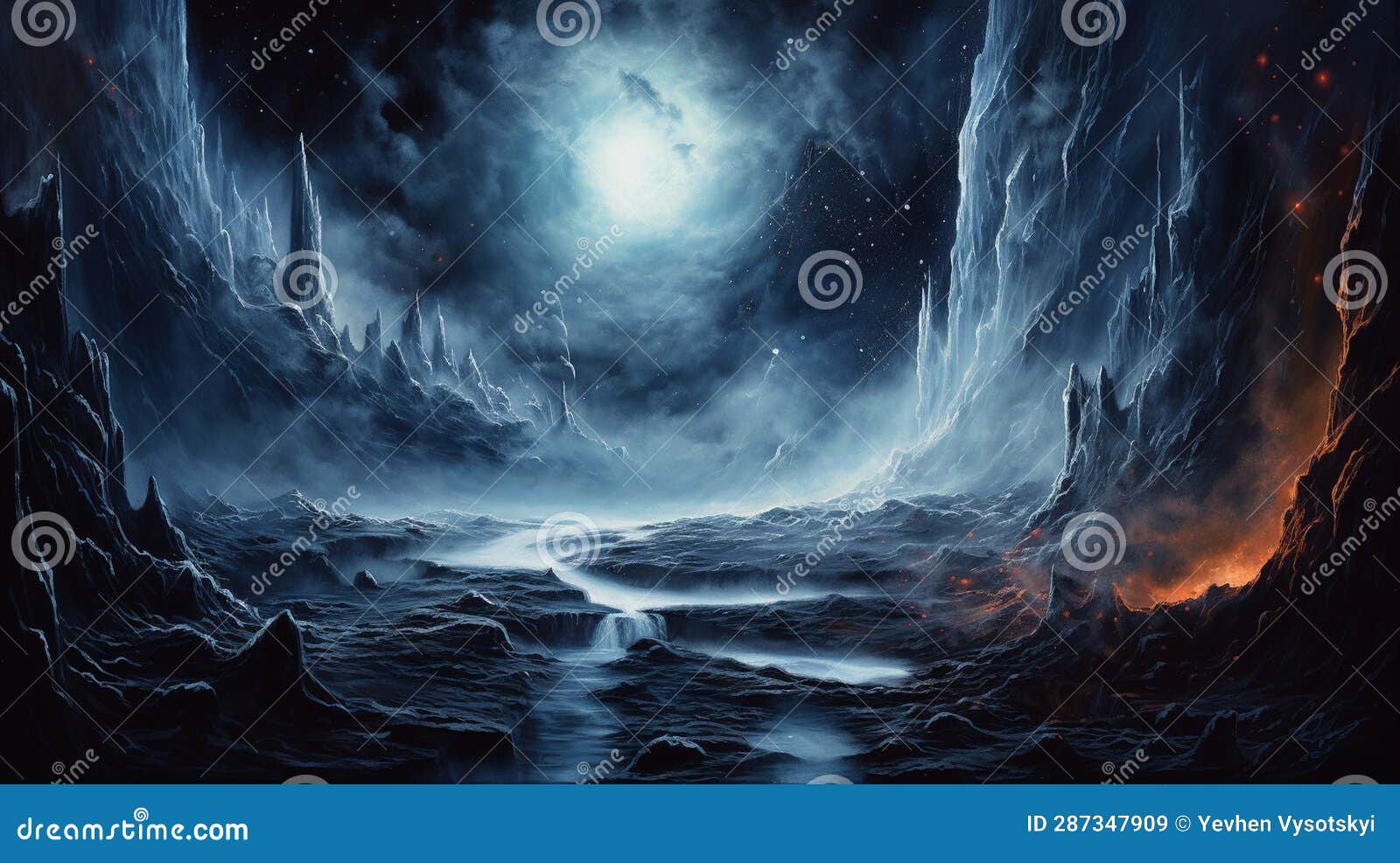 Galactic Waterfall an Amazing Space Landscape Depictin_010 Stock ...