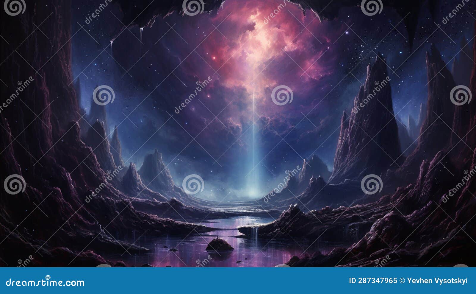 Galactic Waterfall an Amazing Space Landscape Depictin_003 Stock ...