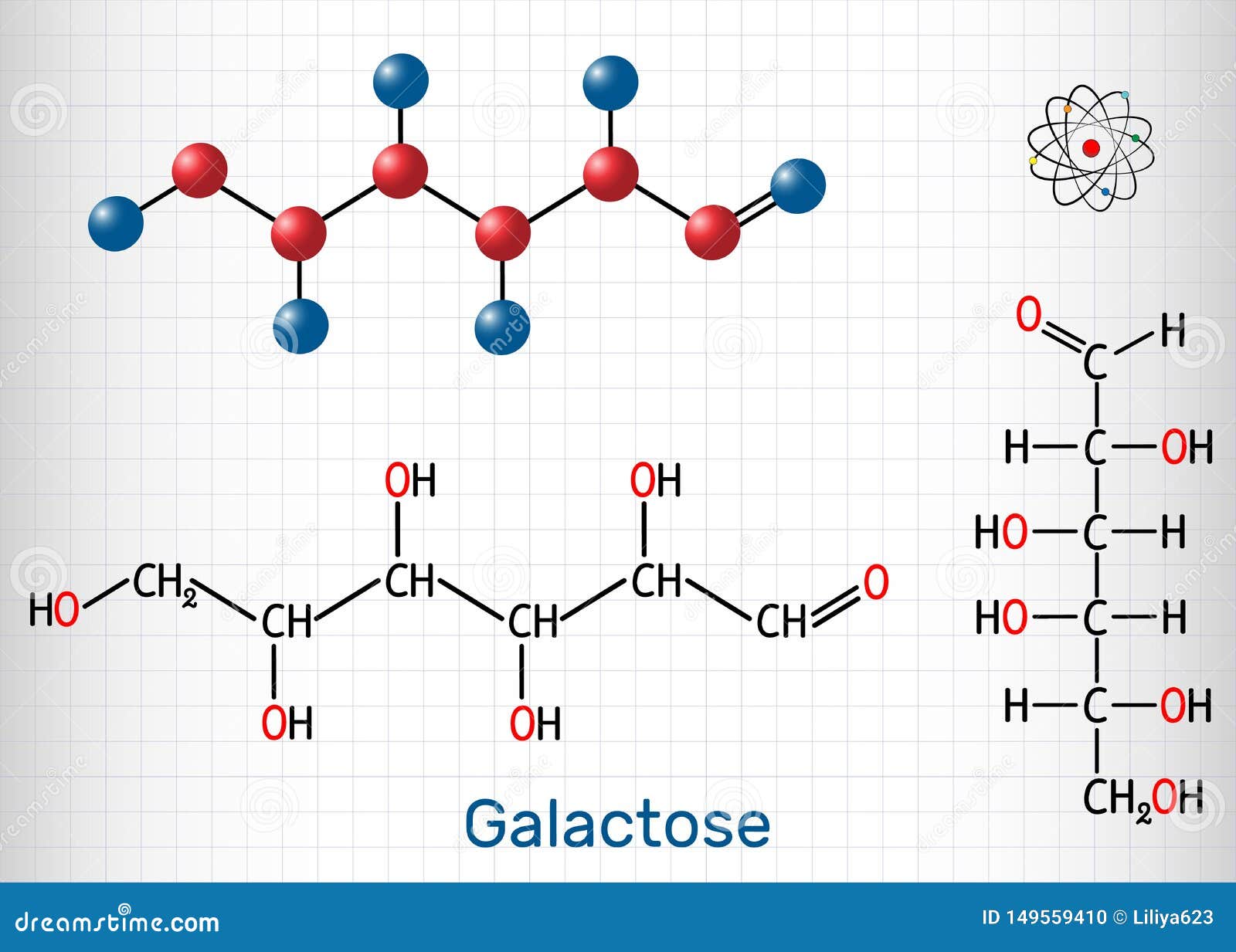Galactose, D-galactose, Milk Sugar Molecule. Linear Form. Structural ... Galactose, D-galactose, Milk Sugar Molecule. Linear Form. Structural ...
