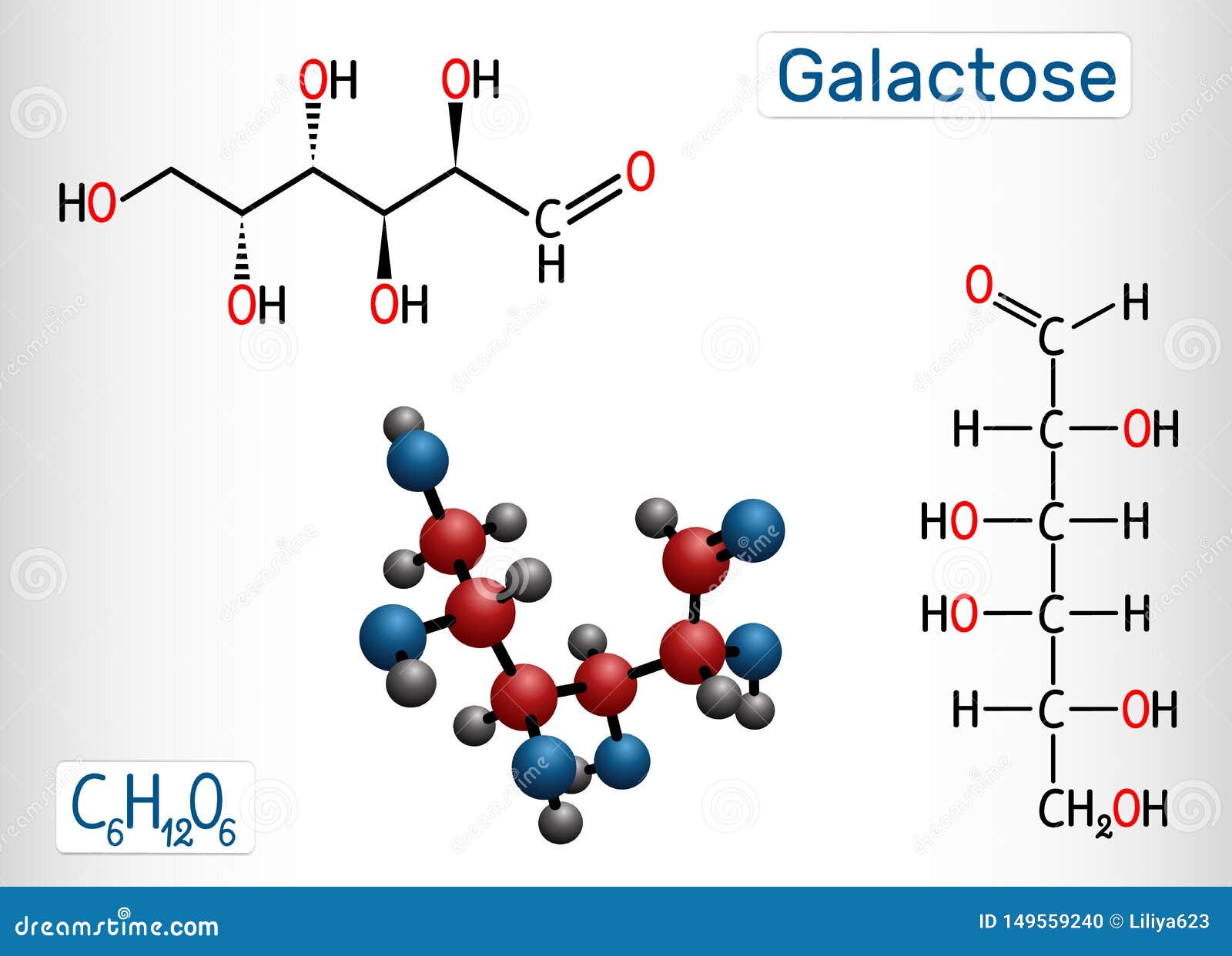 Galactose, D-galactose, Milk Sugar Molecule. Linear Form Stock Vector ...