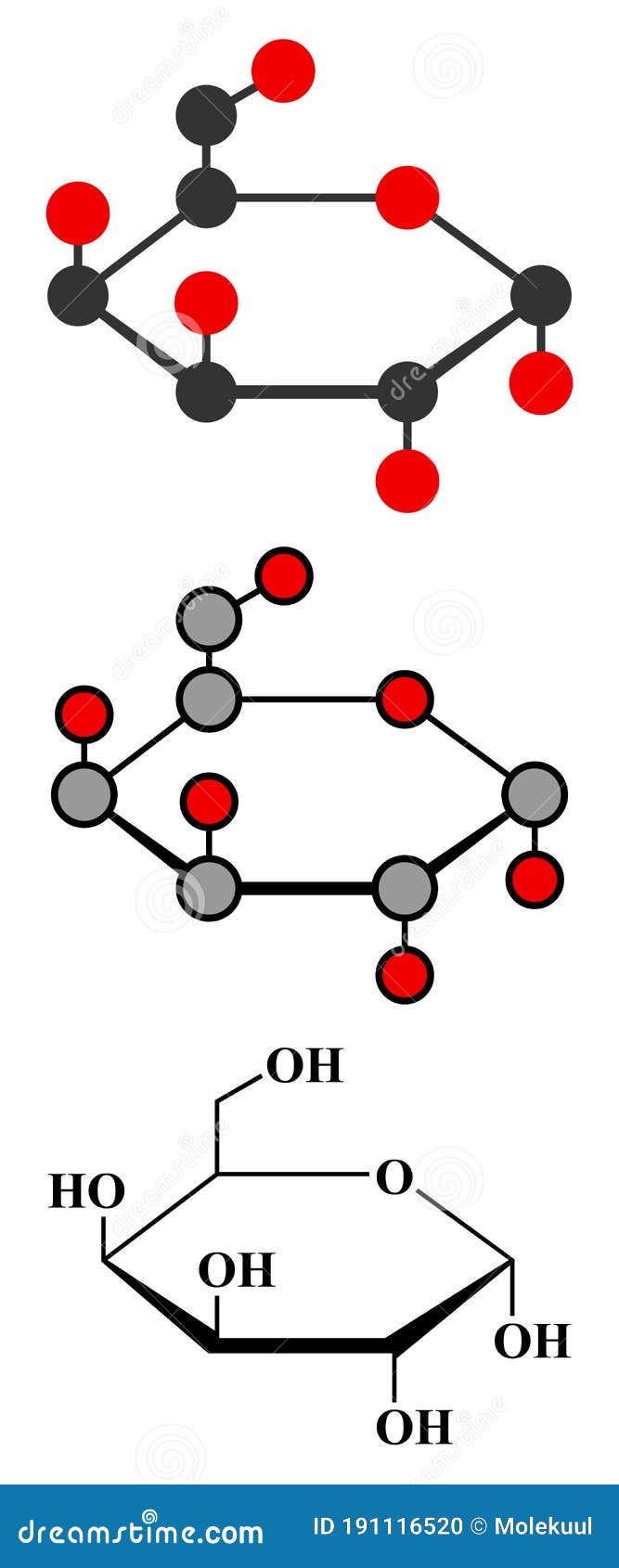 Galactose Sugar Molecule. Present In Milk And Dairy Products. Skeletal ...