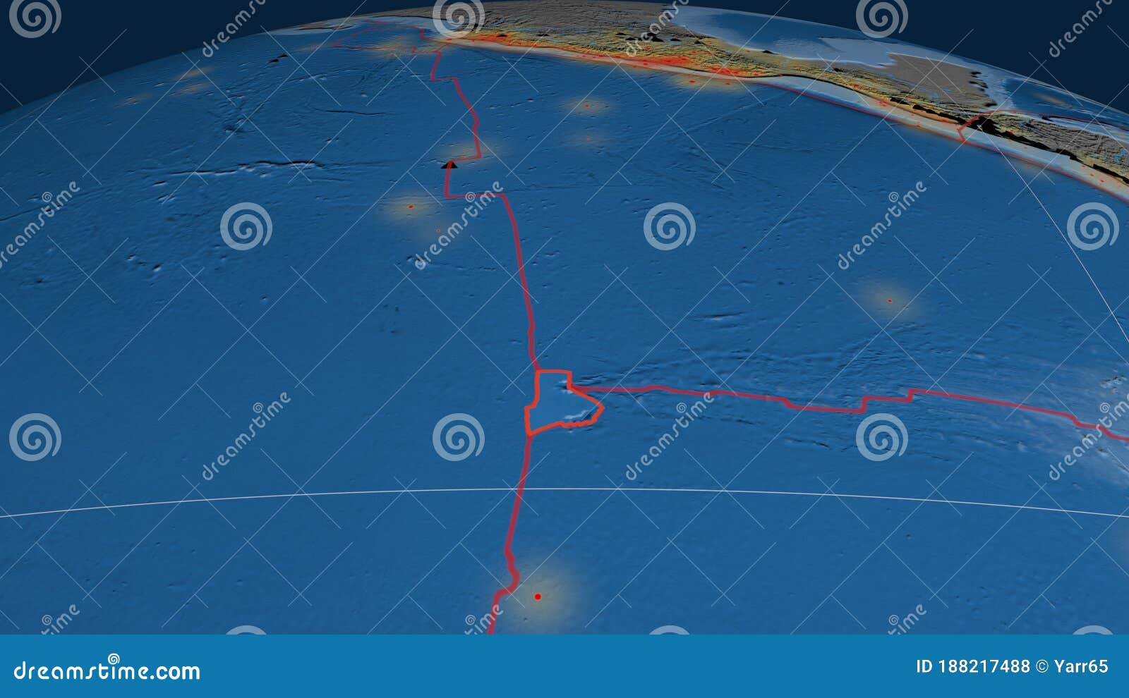 Galapagos Plate Outlined - Topo and Bathy Stock Illustration ...