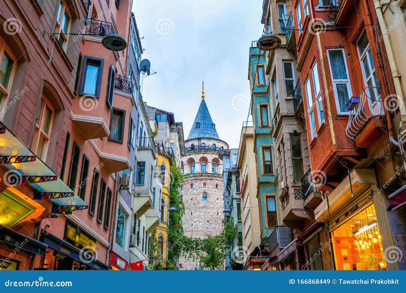 Galata Tower in Istanbul, Turkey. Stock Image - Image of blue, galata ...