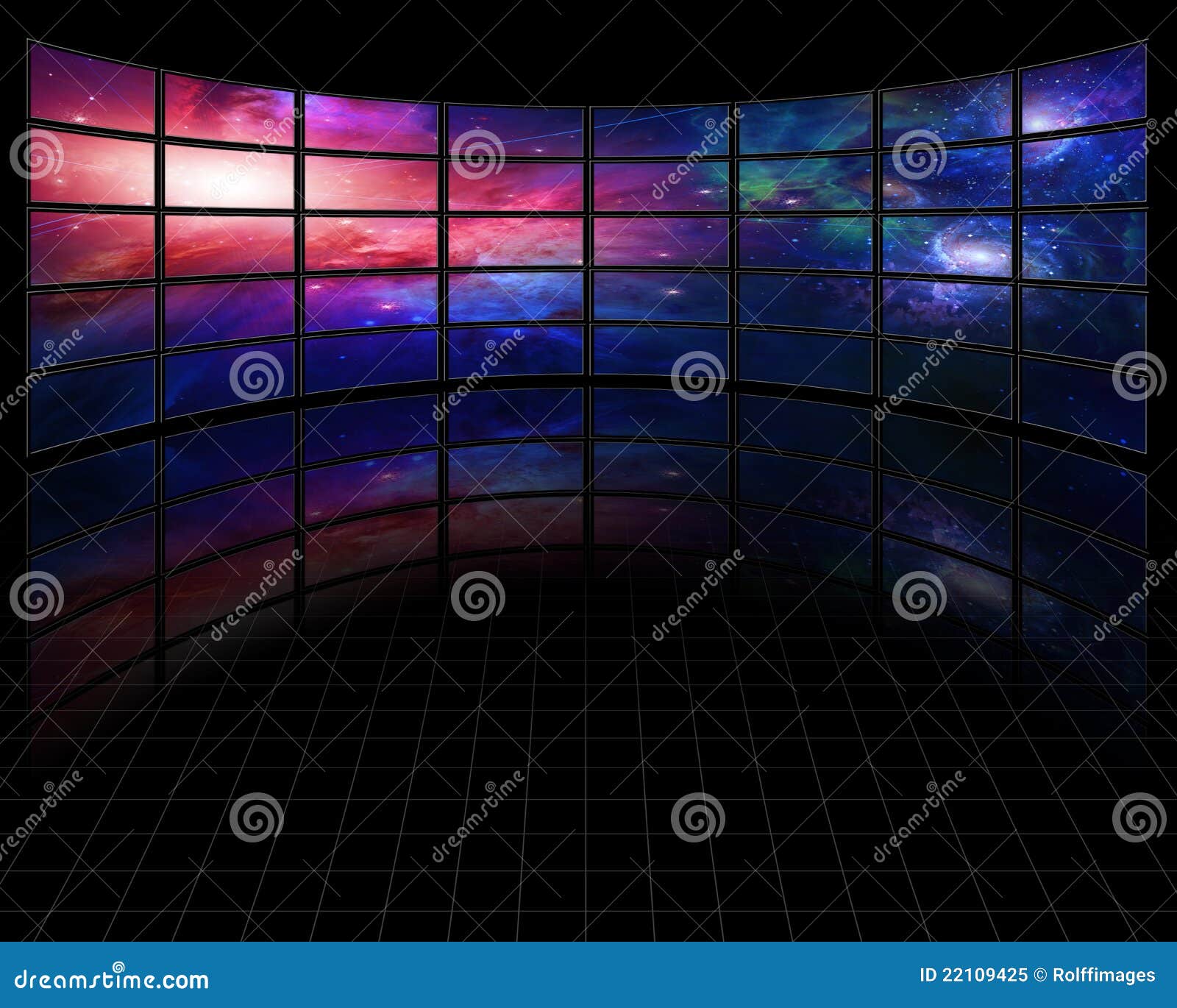 Galaxies and Stars on Screens in Dark Space Stock Illustration ...