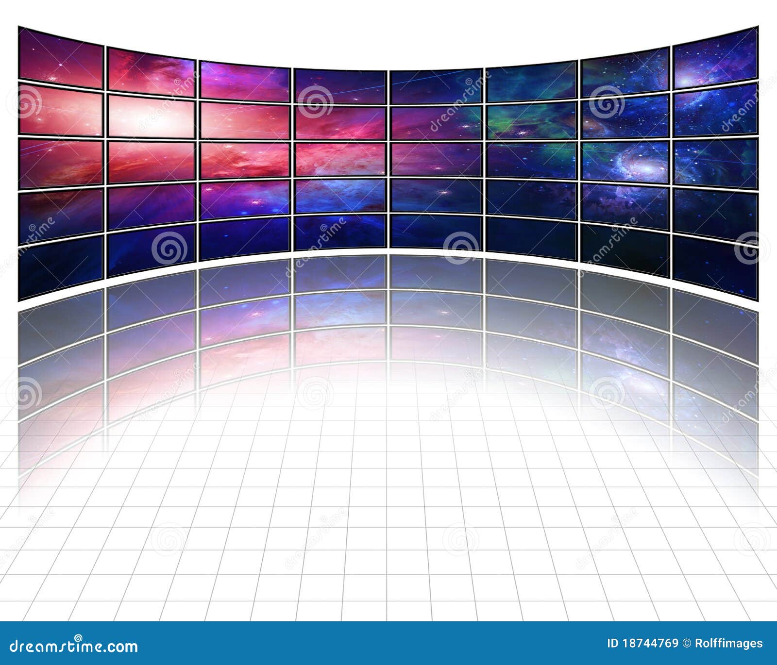 Galaxies and Stars on Screens in White Stock Illustration ...