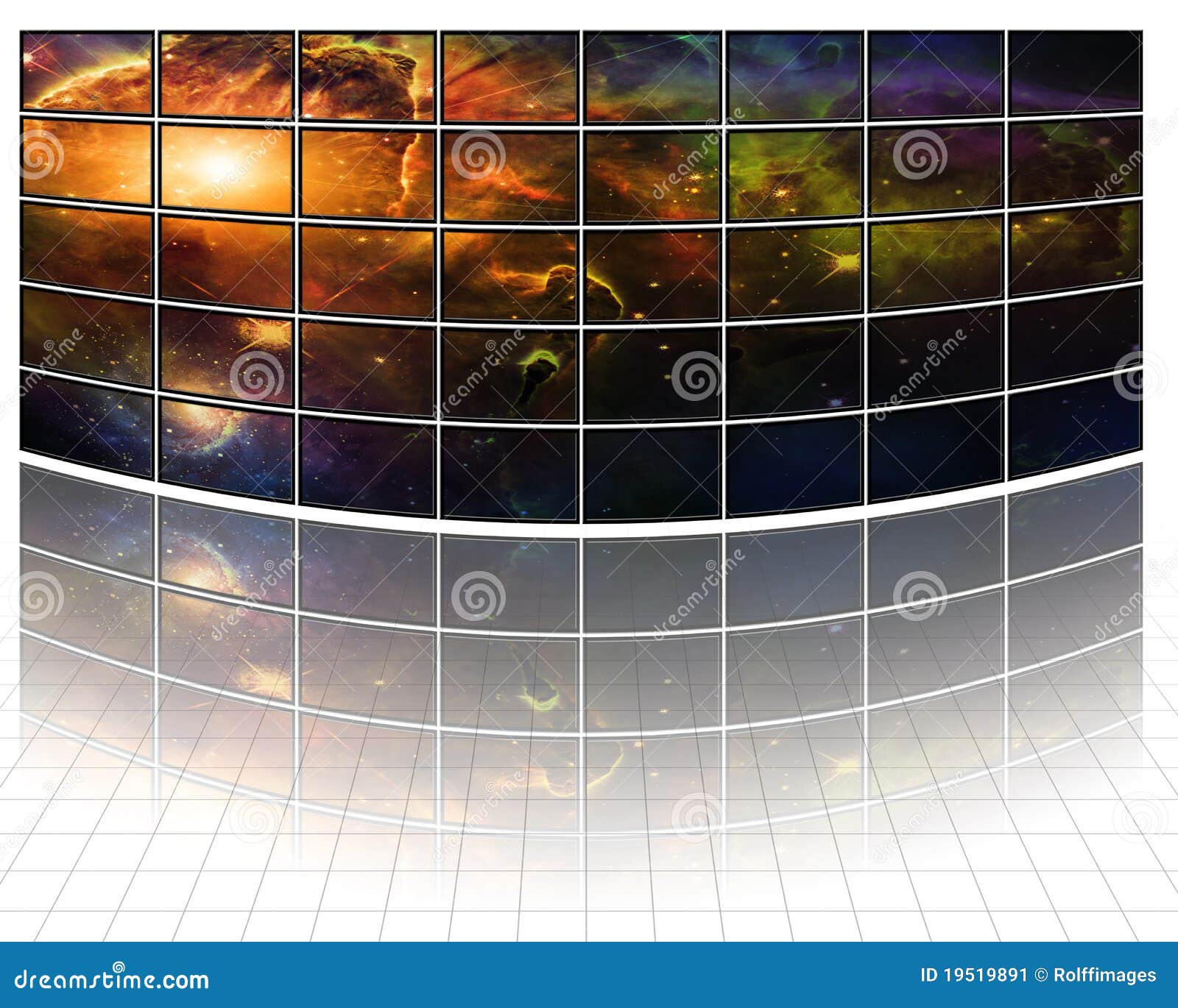 Galaxies and Stars on Screens in White Stock Illustration ...