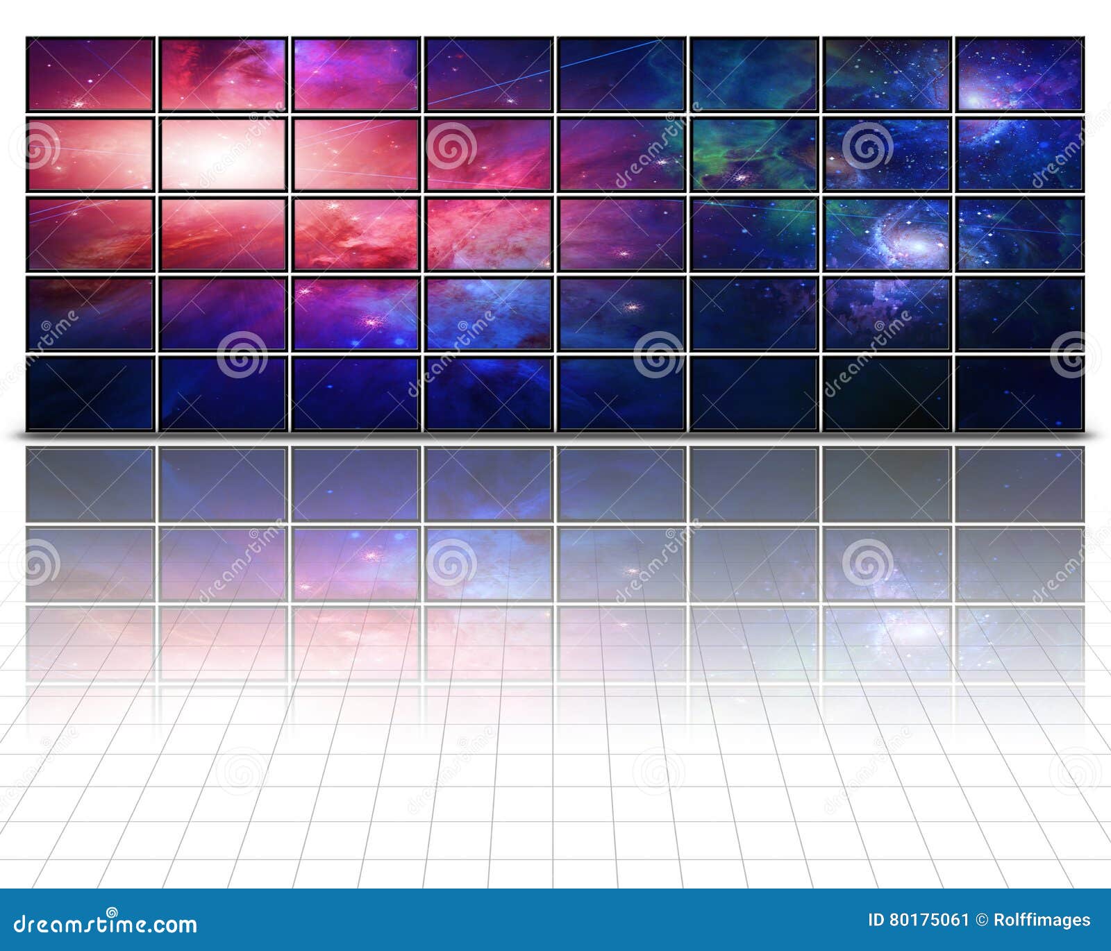 Galaxies and Stars on Screens in White Stock Illustration ...