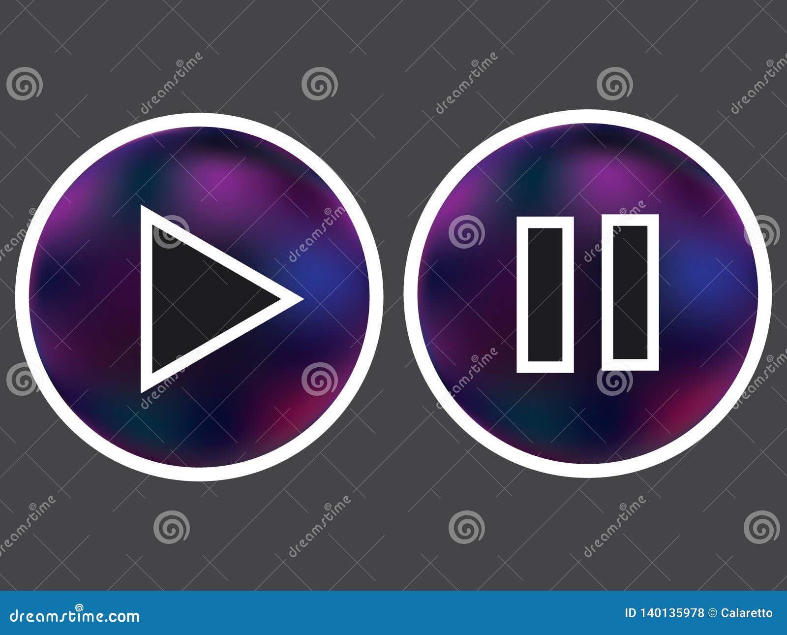 Galaxy Blue Violet Play Pause Button Icon Vector Stock Vector ...