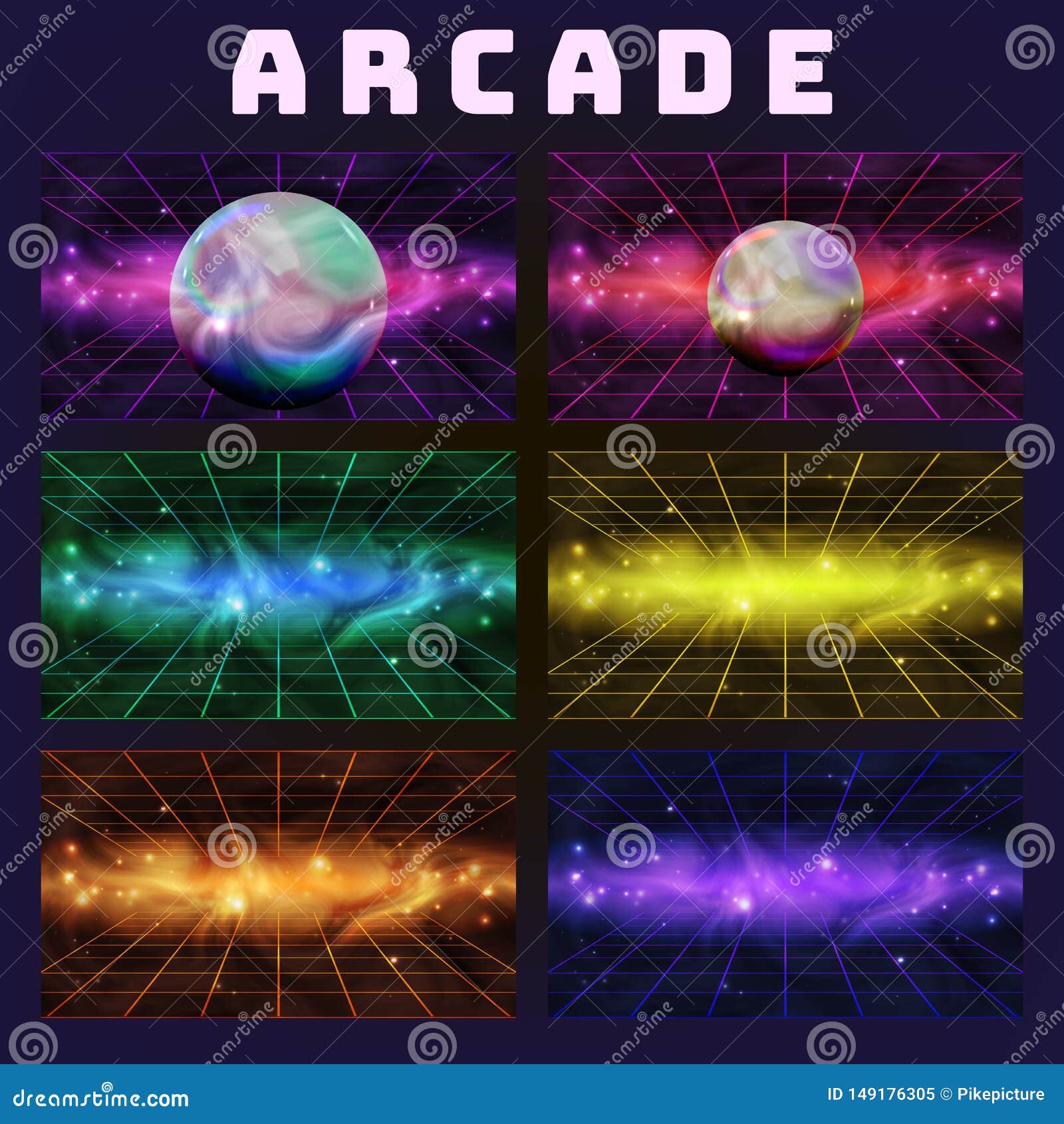 Galaxy Collection on Arcade Background Set Vector Stock Vector ...