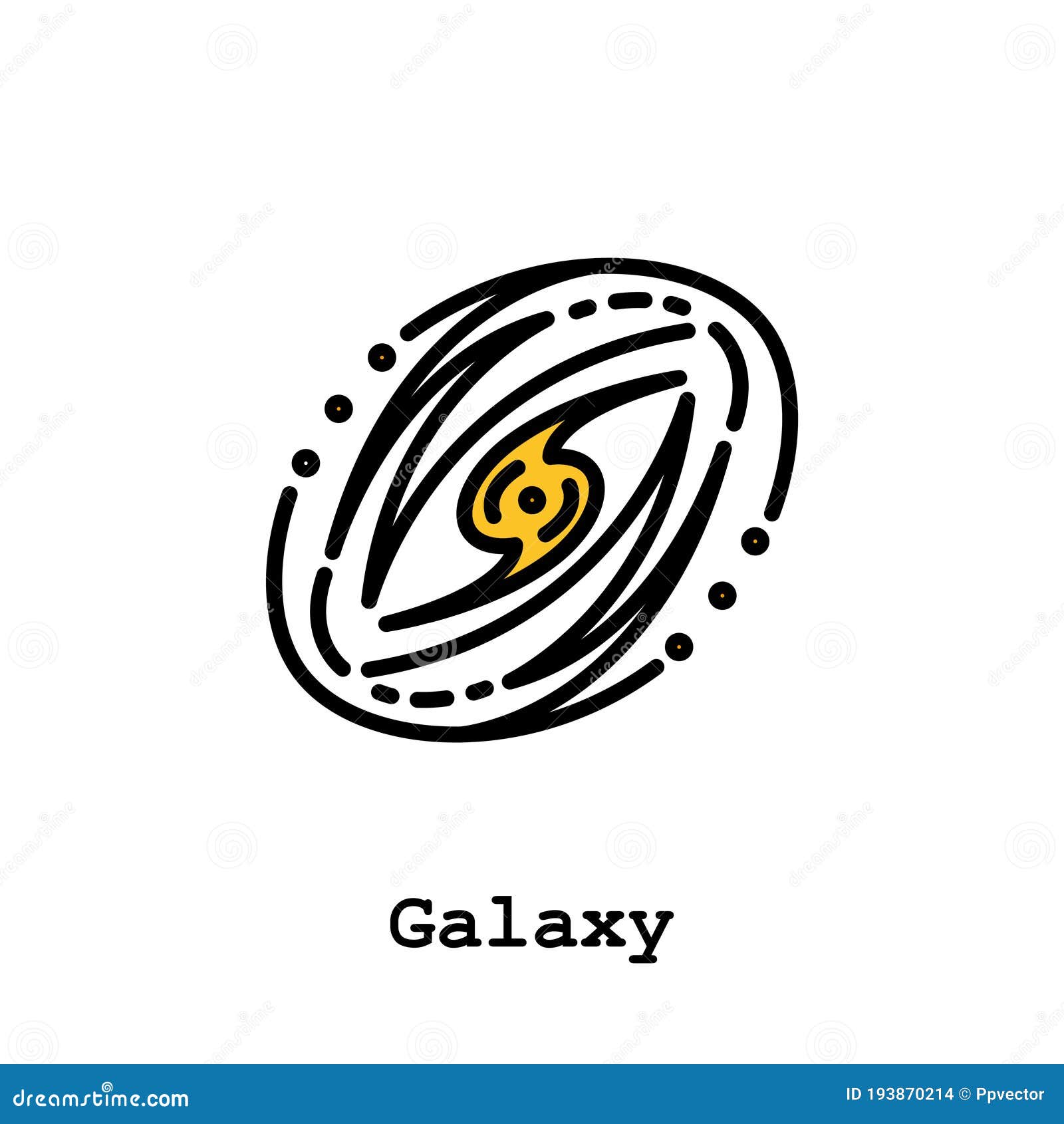 Galaxy Color Icon Thin Line, Linear, Outline Vector. Galaxy Simple Sign ...