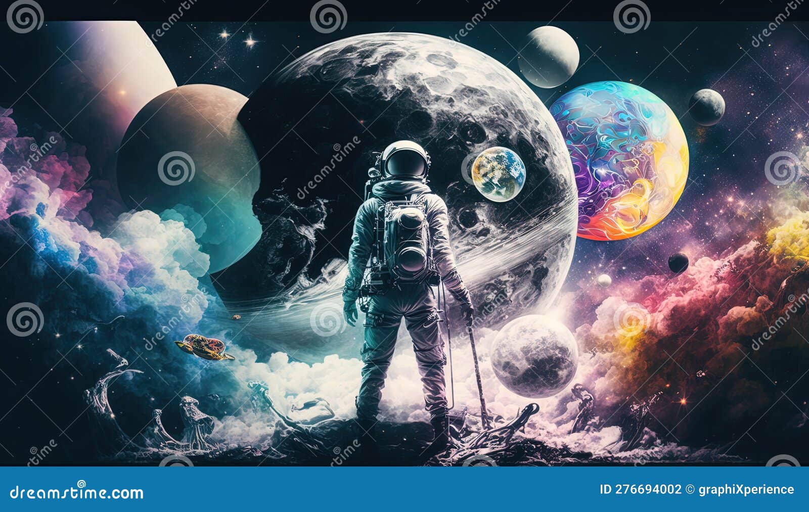 Galaxy Dreams Collage stock illustration. Illustration of love - 276694002