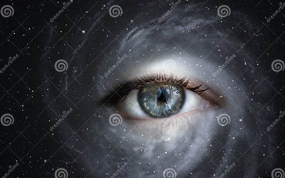 Galaxy with eye. stock photo. Image of perception, eyelash - 40887132