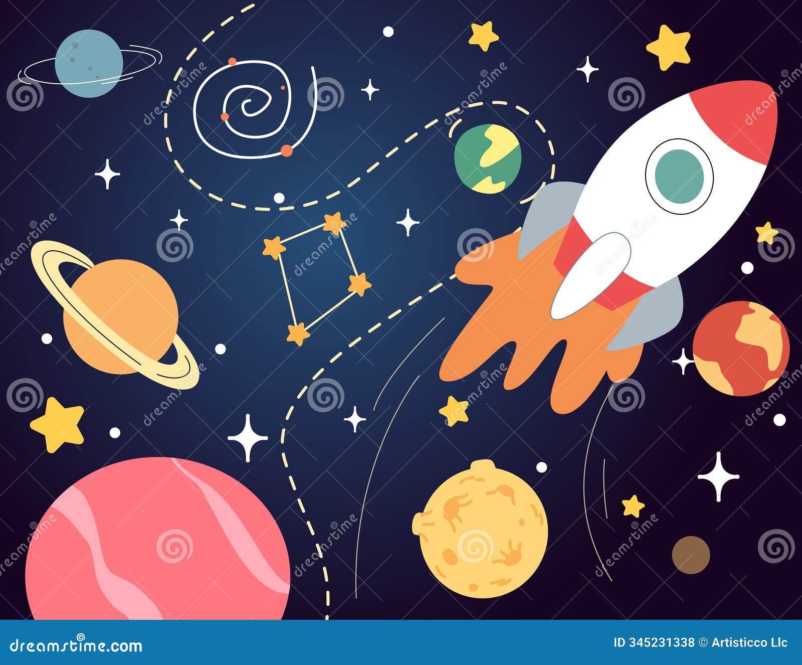 Galaxy Outer Space Rocket Vector Illustration Stock Vector ...