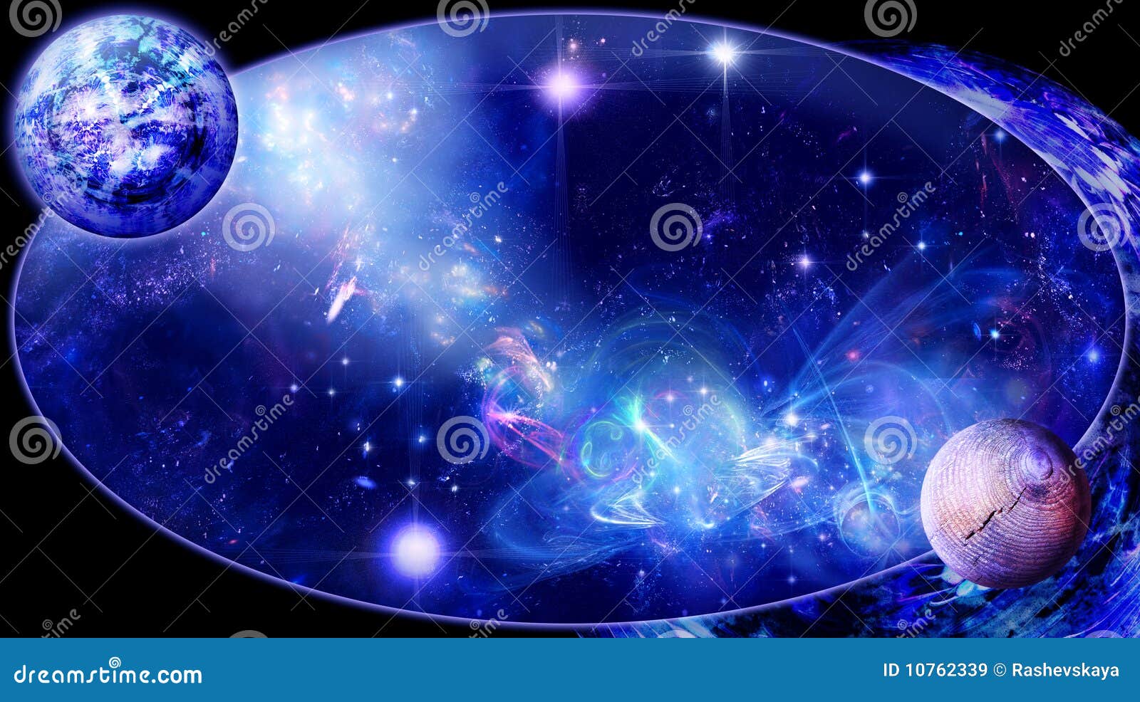 A galaxy is in an oval stock illustration. Illustration of galaxy ...