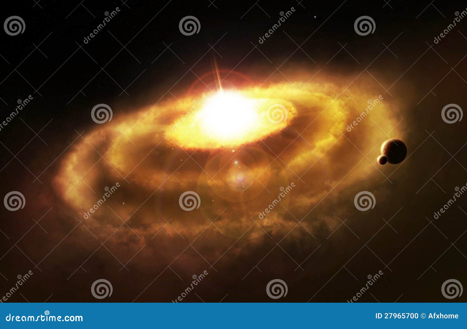 Galaxy Ring Nebula, Space Cataclysm Stock Illustration - Illustration ...