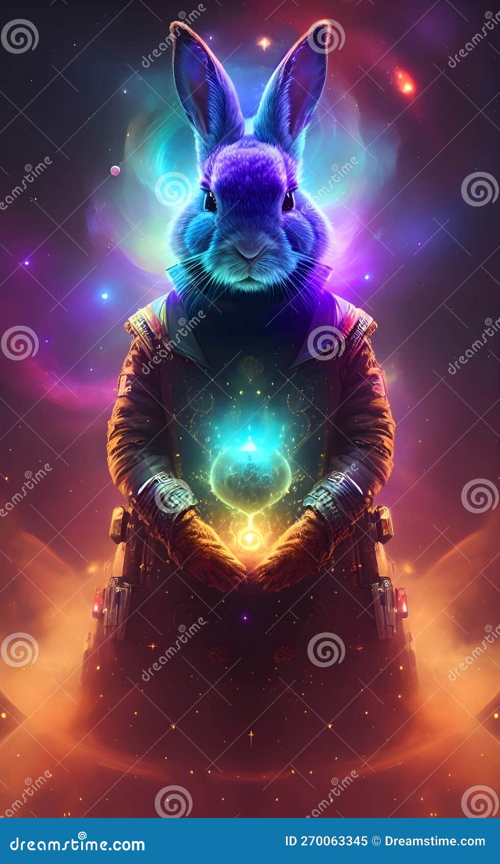 Galaxy in the Shape of a Rabbit, Iridescent, Nebulae. Stock ...
