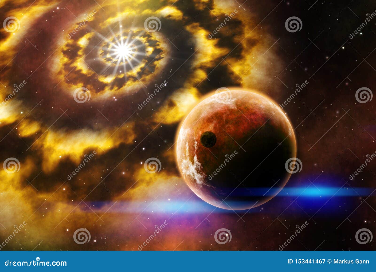 Galaxy Space Art Illustration Warm Colors Stock Illustration ...