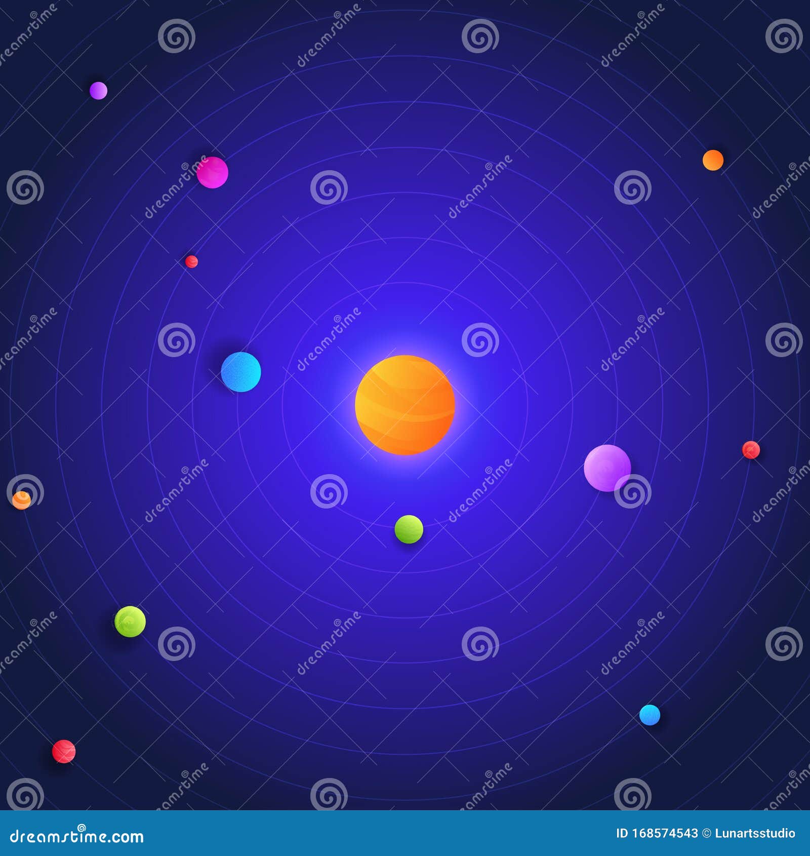 Galaxy, Space, Solar System with the Sun and Multi-colored Abstract ...