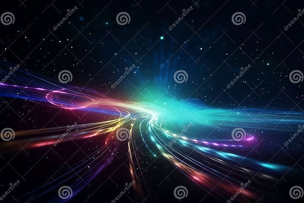 Galaxy Space and Technology Theme with Motion Light Trail, Abstract ...
