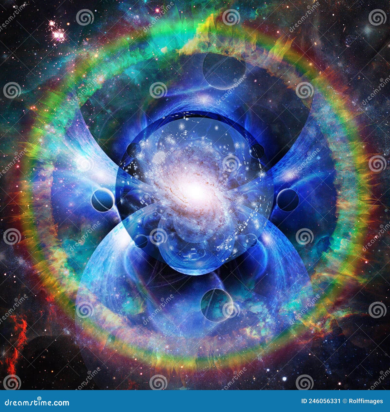 Galaxy Sphere in Surreal Space Stock Illustration - Illustration of ...