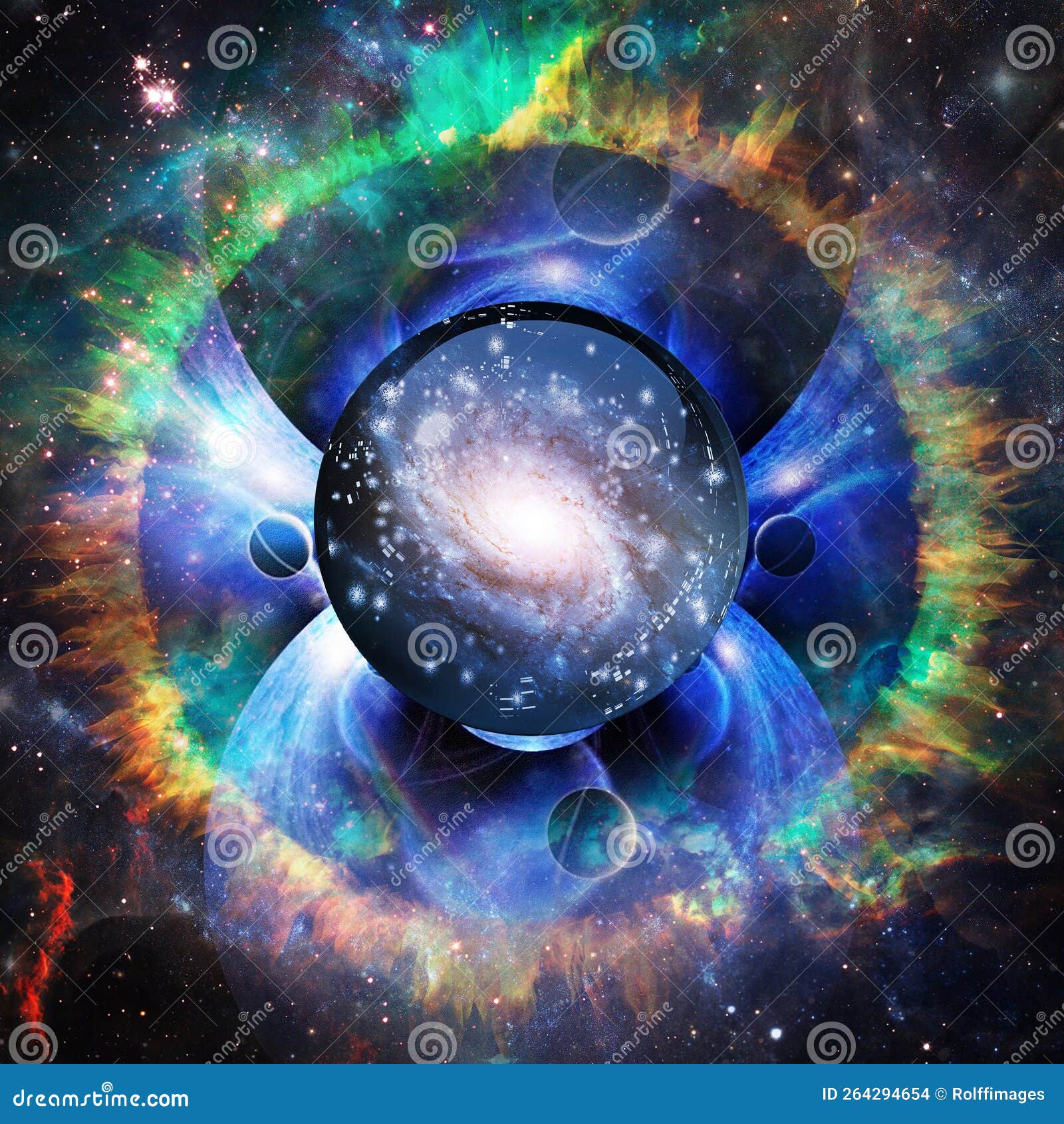 Galaxy Sphere in Surreal Space Stock Illustration - Illustration of ...