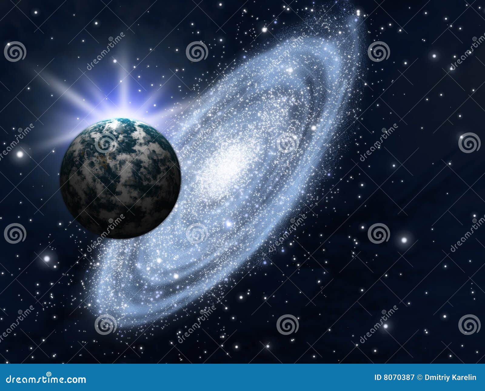 Galaxy, stars and planet stock illustration. Illustration of infinite ...