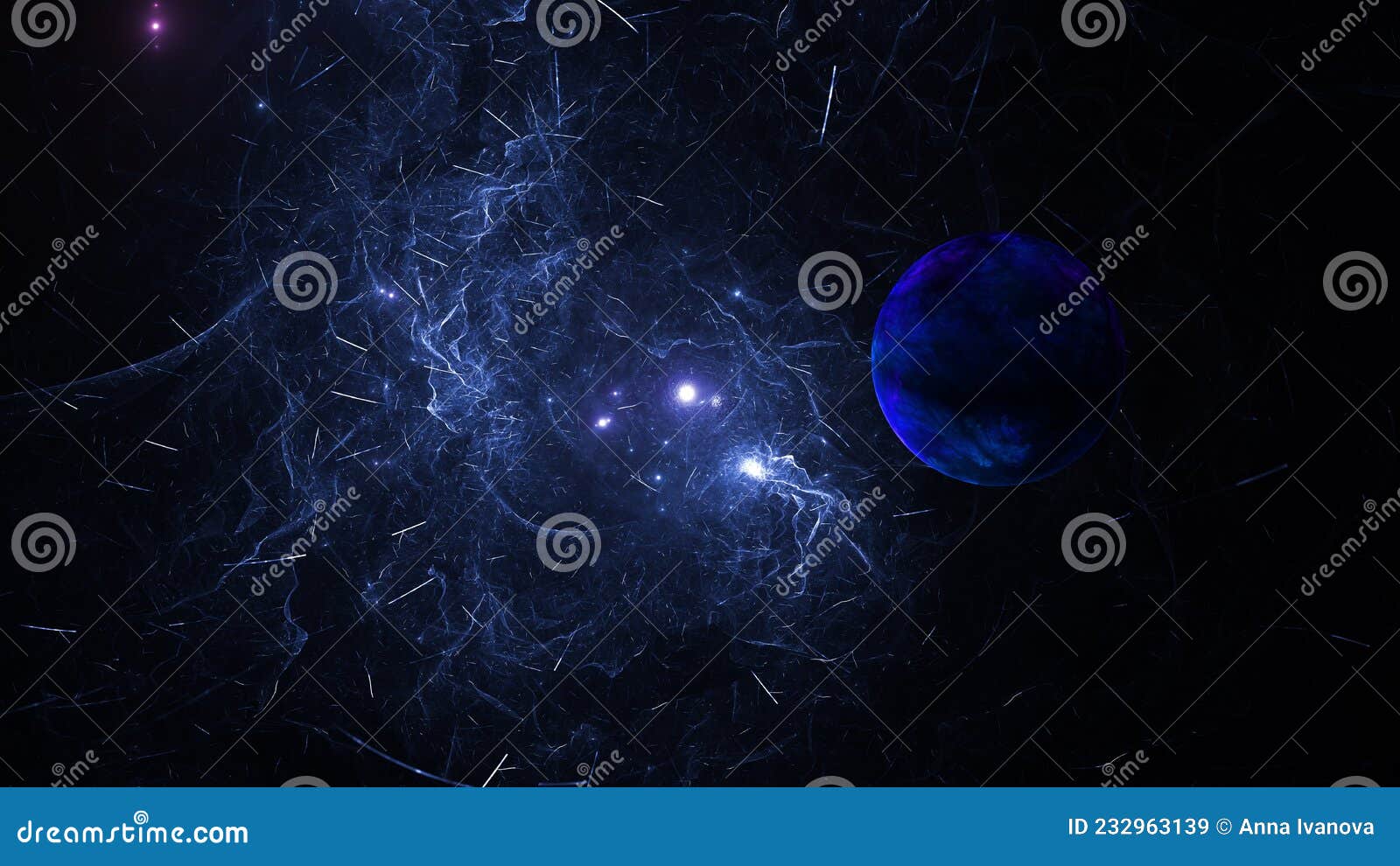 Galaxy Stars Planets Star Clusters, Colored Gas Clouds in Abstract ...