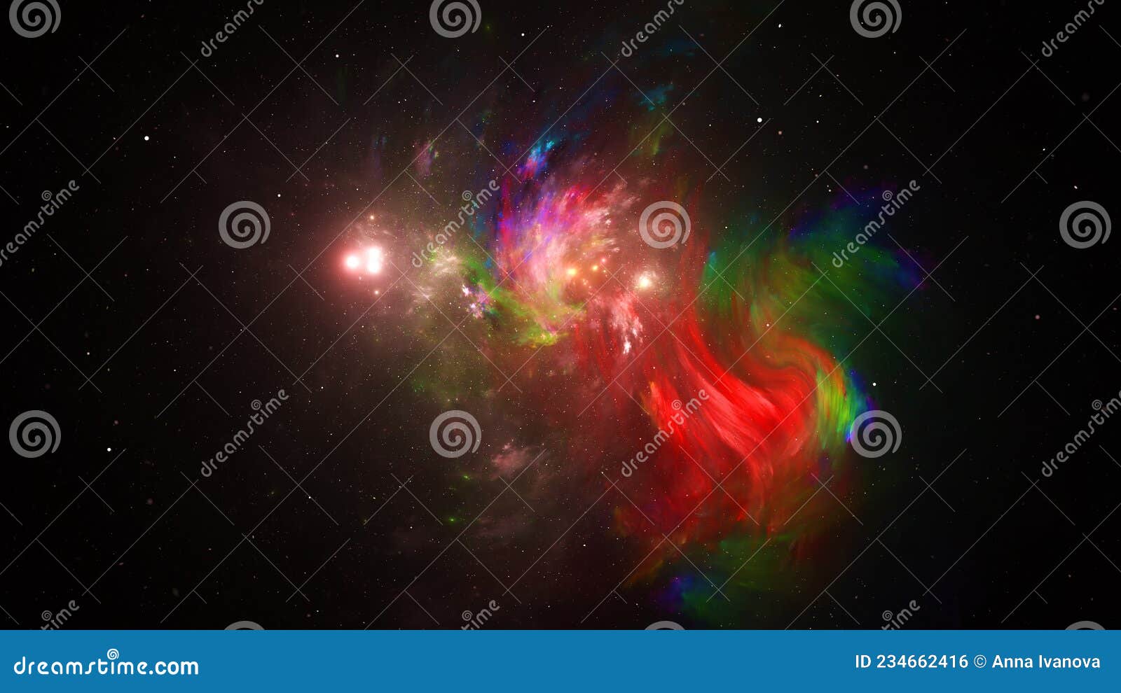 Galaxy Stars Planets Star Clusters, Colored Gas Clouds in Abstract ...