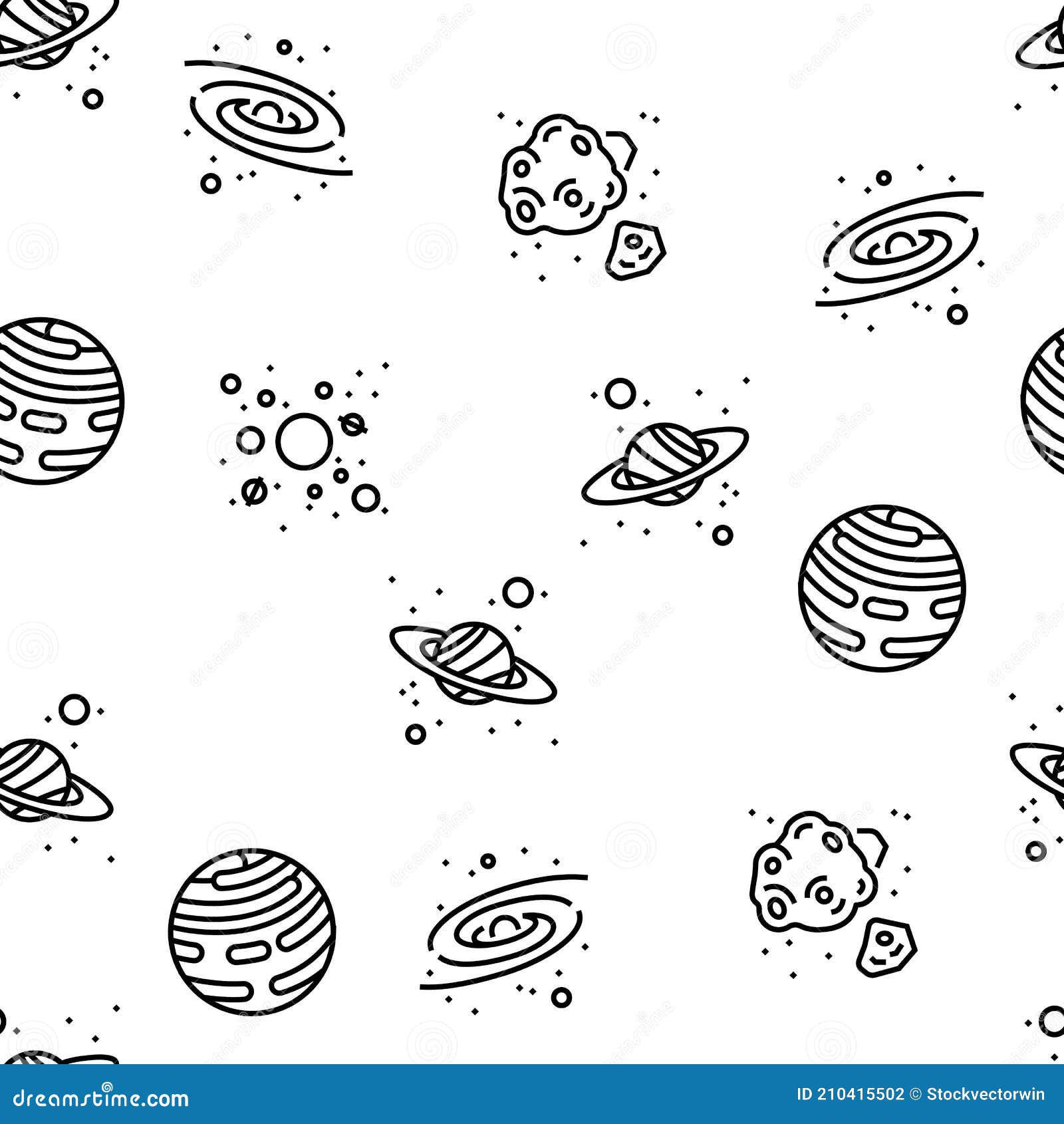 Galaxy System Space Vector Seamless Pattern Stock Vector - Illustration ...