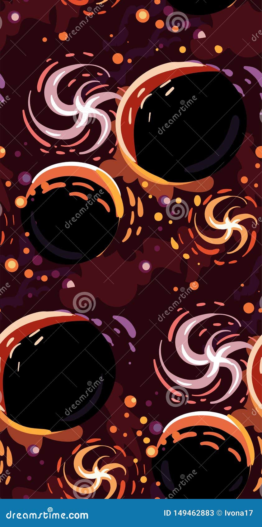 Galaxy Vector Cartoon Illustration Dark Seamless Pattern Stock ...