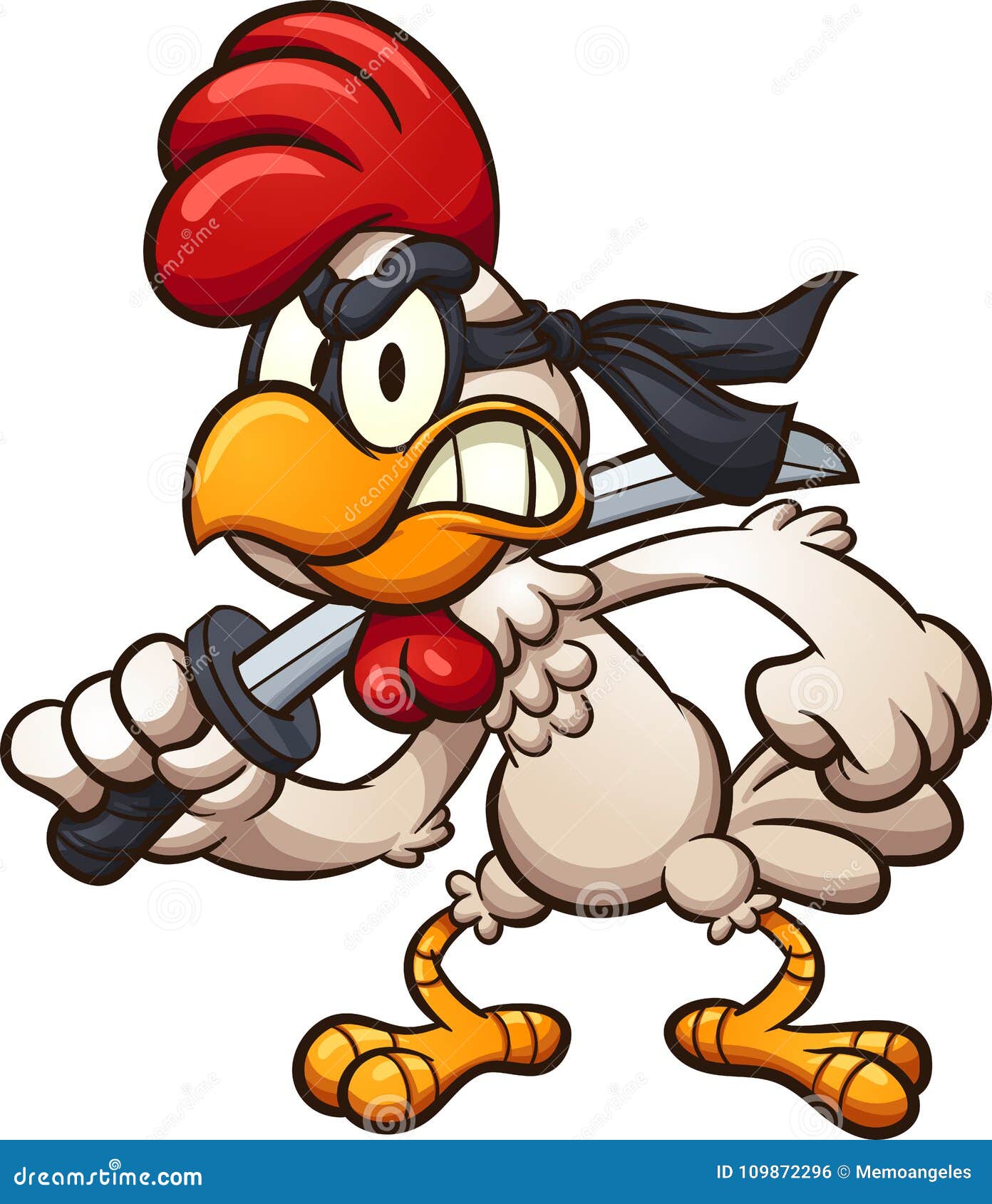 Galinha Do Ninja Dos Desenhos Animados Com Espada Ilustração do Vetor ...